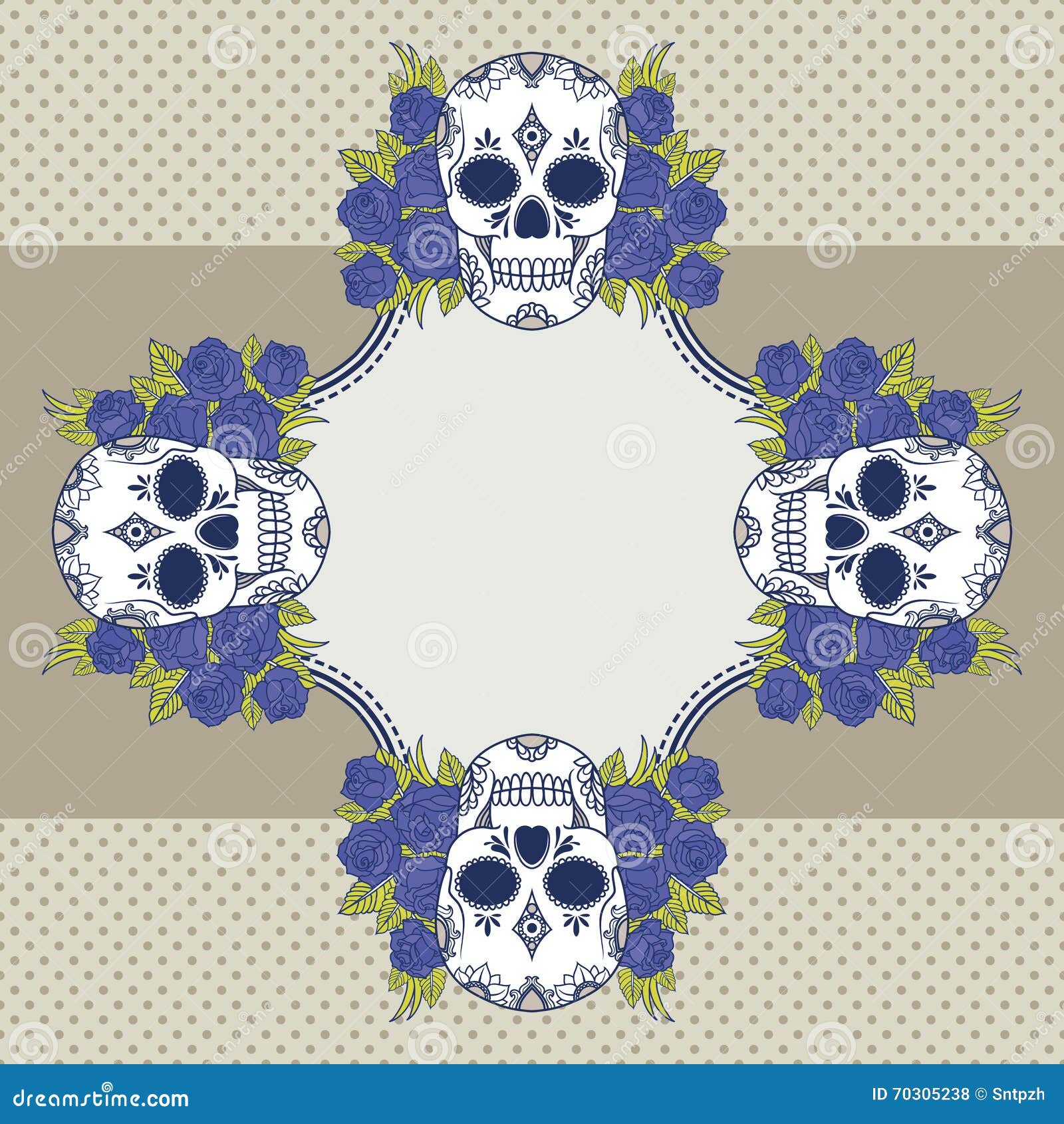 Vector Vintage Frame with Skulls Stock Vector - Illustration of deco ...