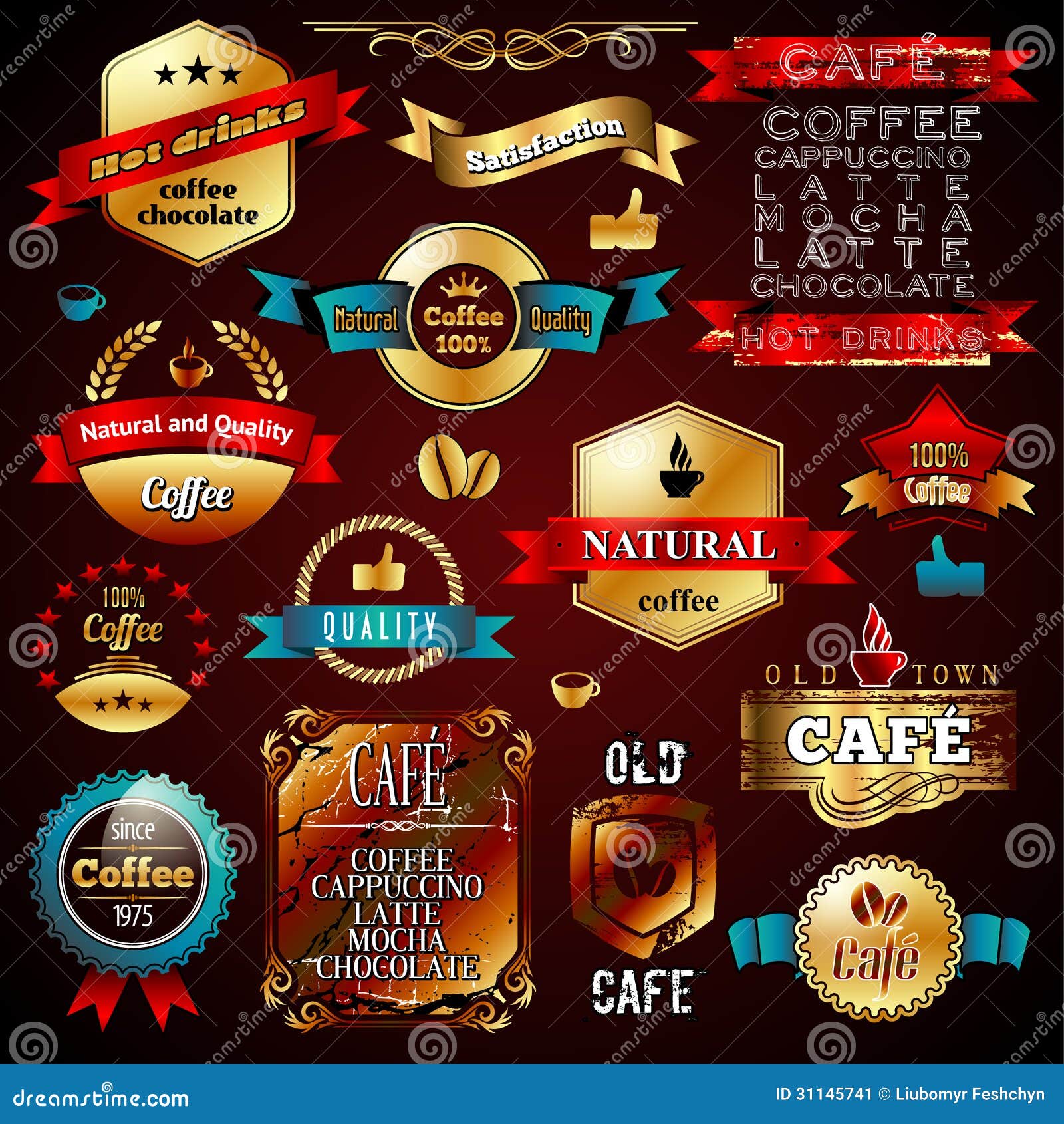 Vector Vintage Gold Commerce Stamps and Label Desi Stock Vector ...