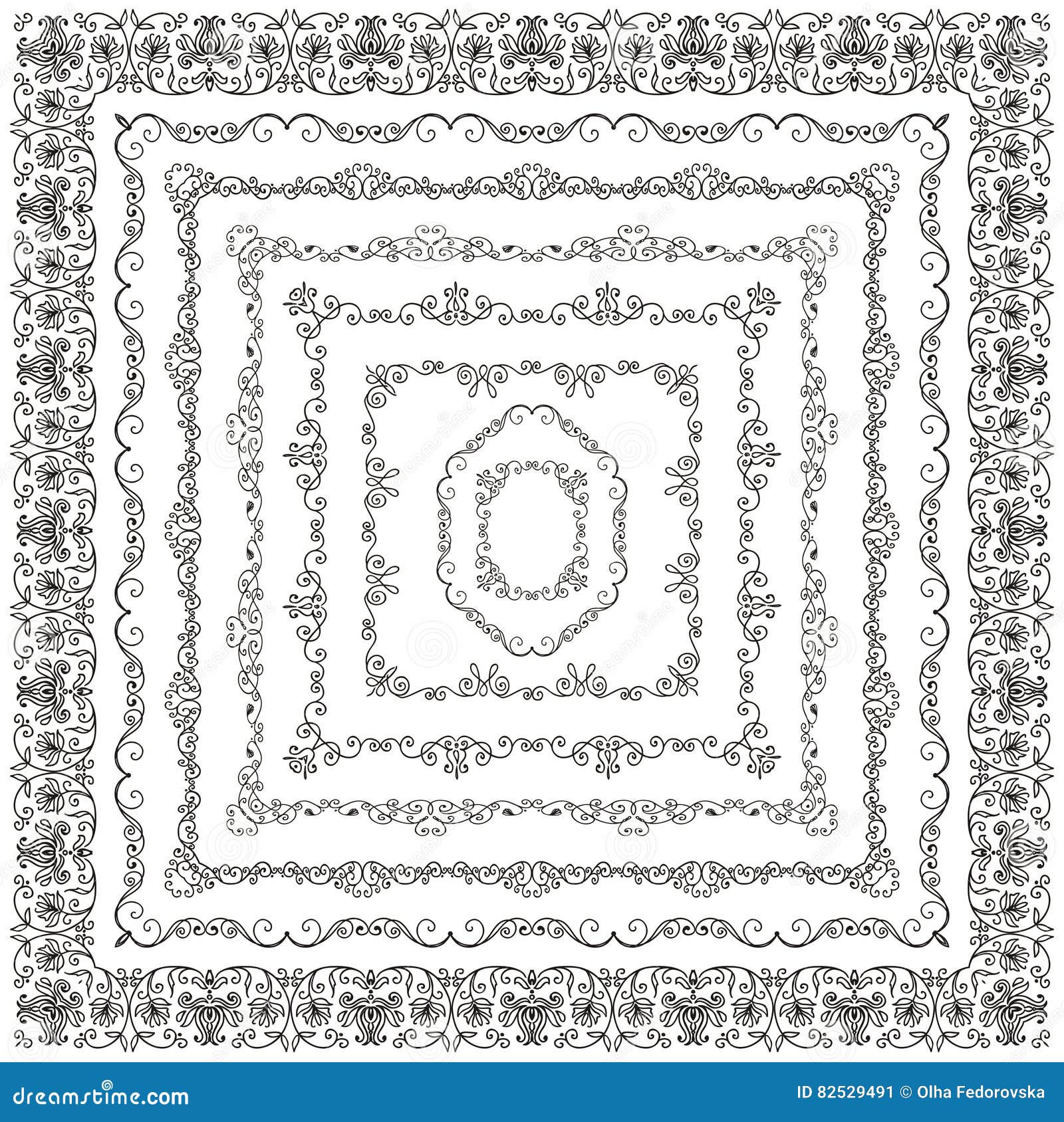 Vector Vintage Hand Drawn Square Frames Borders Stock Vector ...