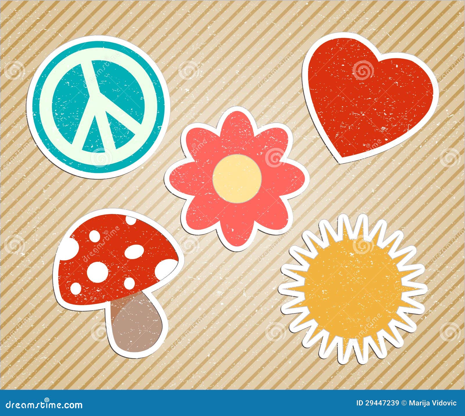 Vector Vintage Hippies Stickers Stock Vector - Illustration of seamless ...