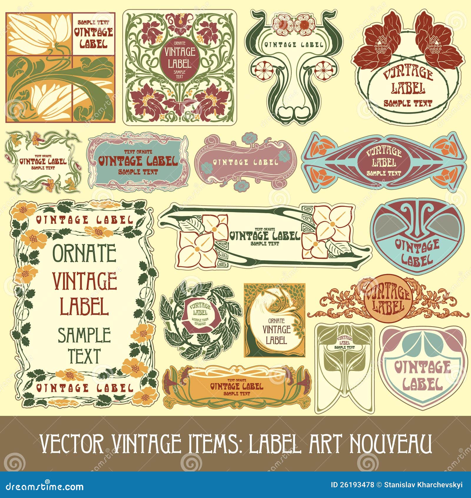Vector vintage items stock vector. Illustration of frame - 26193478