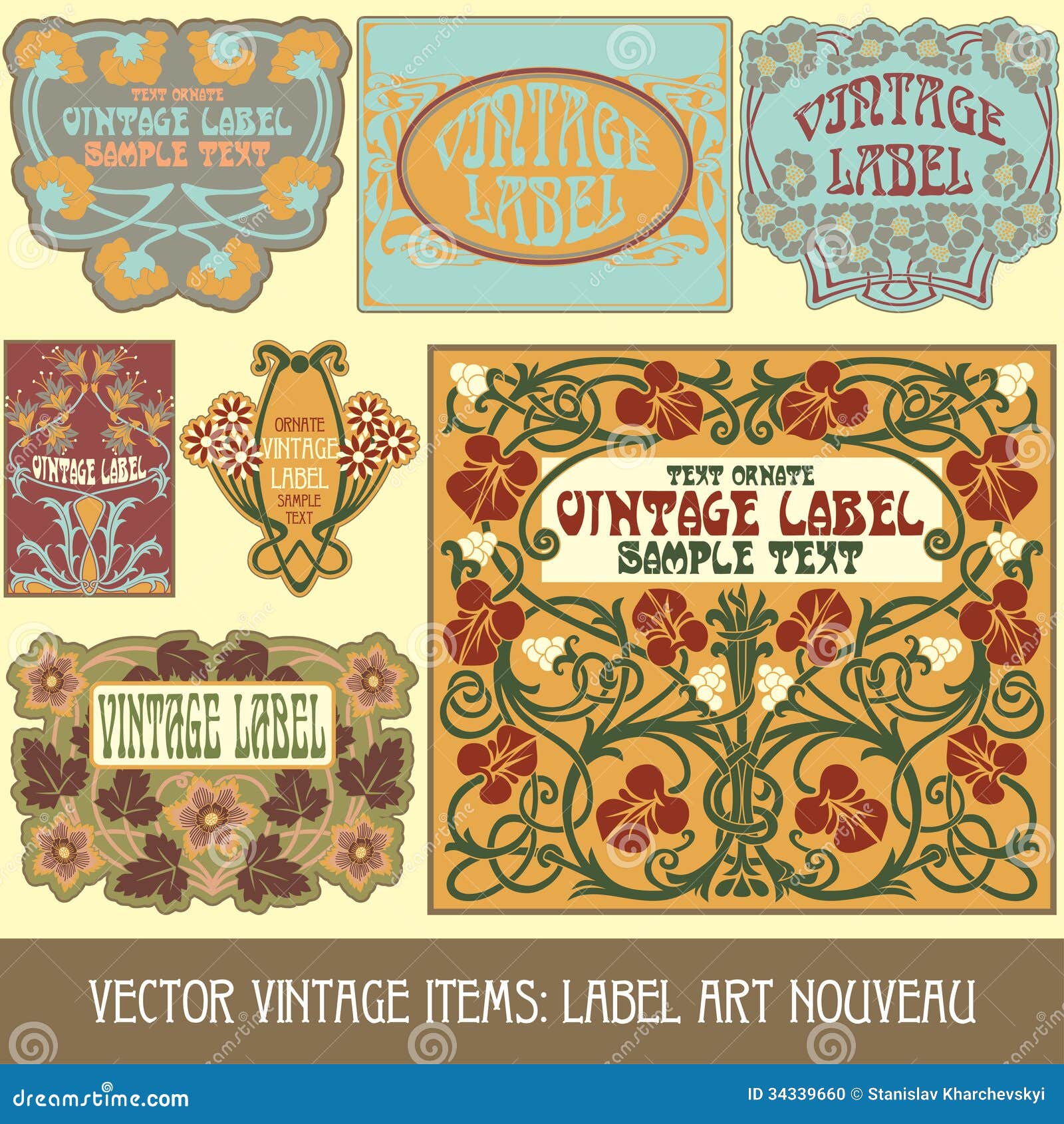 Vector vintage items stock vector. Illustration of element - 34339660