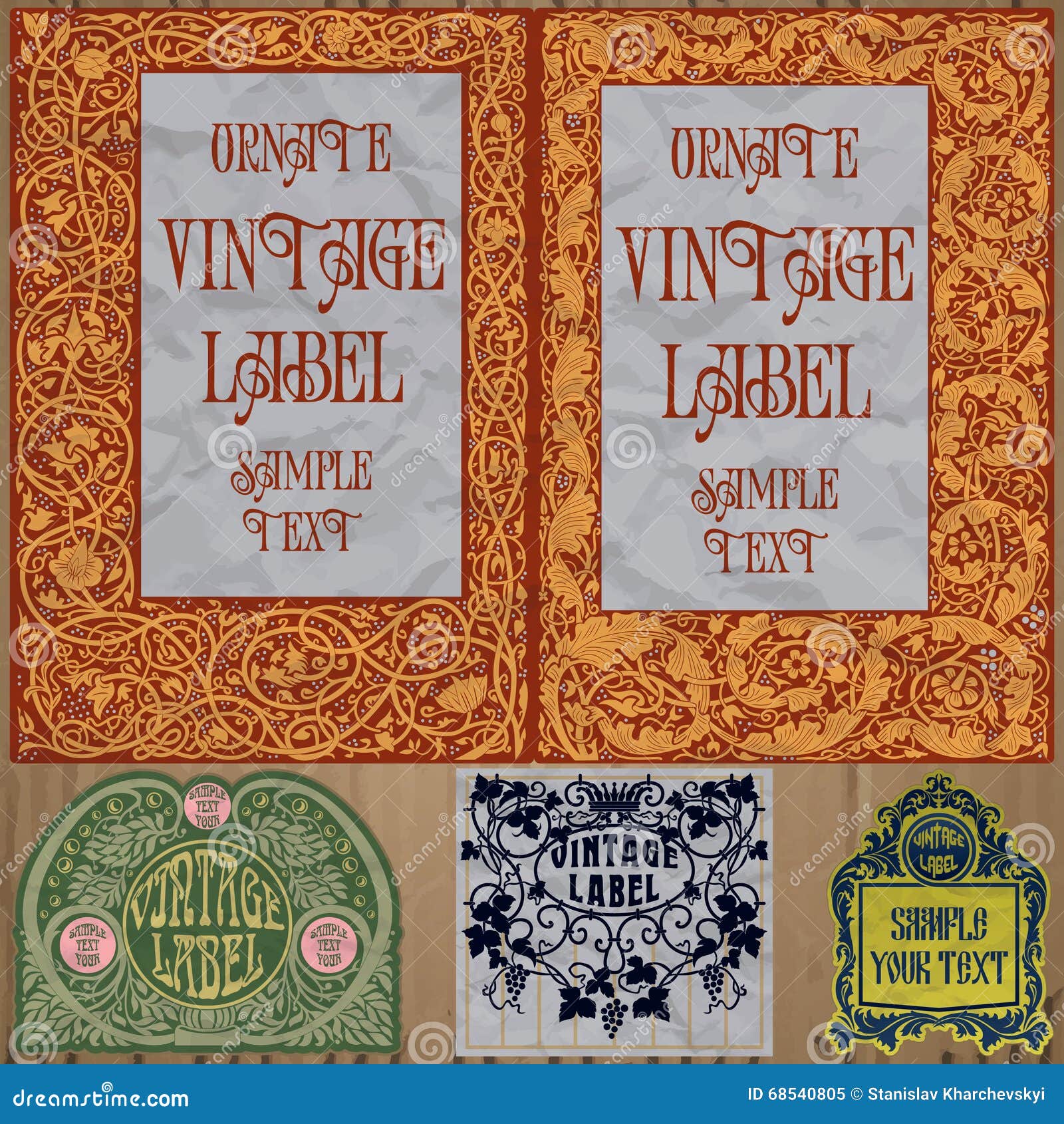 Vector vintage items stock vector. Illustration of grungy - 68540805
