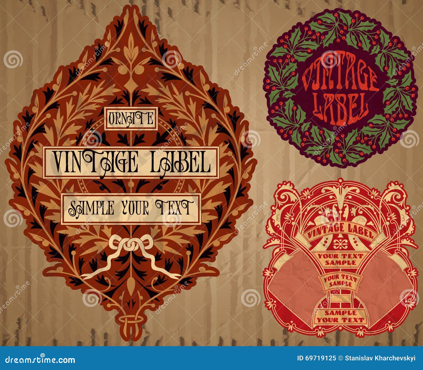 Vector vintage items stock vector. Illustration of decor - 69719125