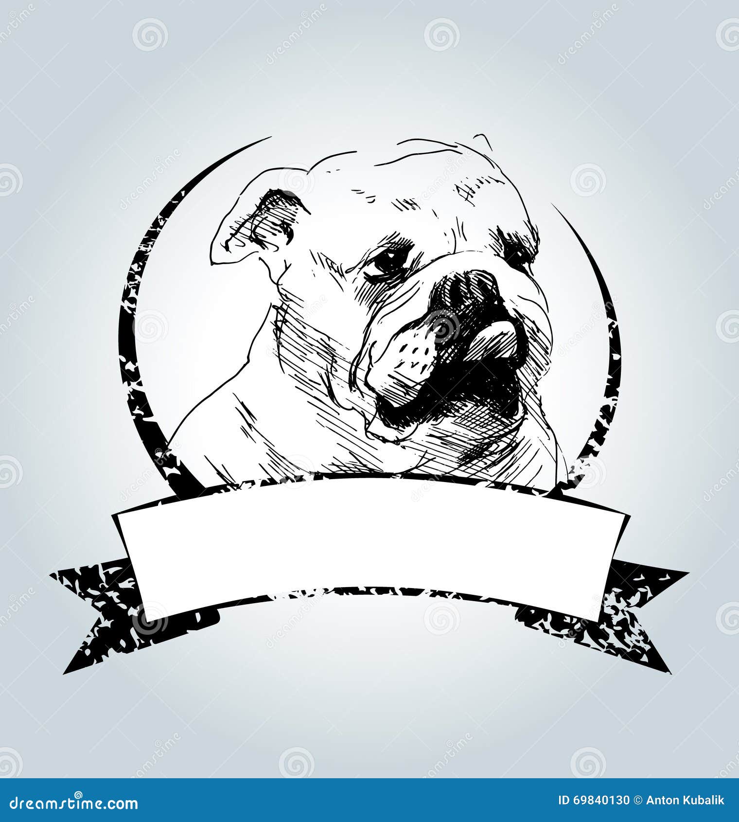 Vector Vintage Label with Bulldog Head Stock Vector - Illustration of ...