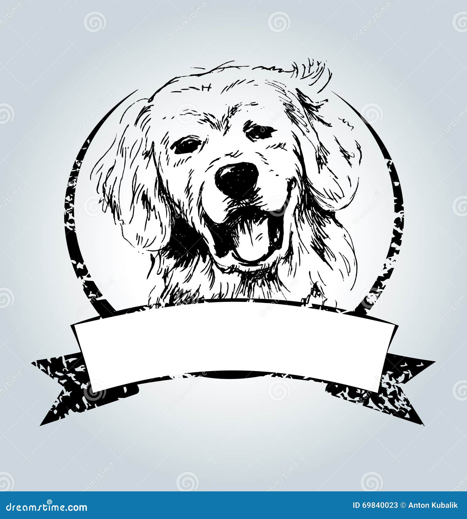 Vector Vintage Label with Dog Head Stock Vector - Illustration of ...