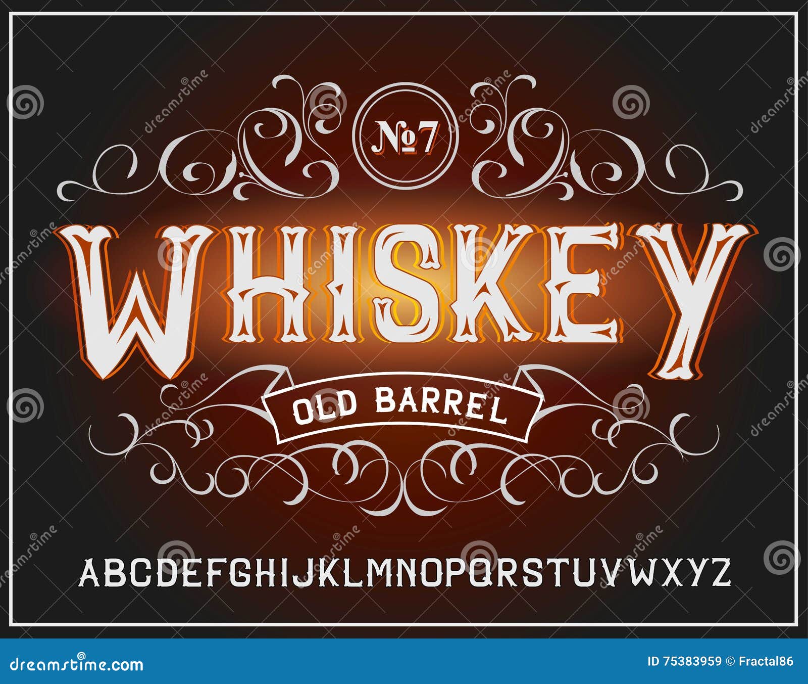 Vector Vintage Label Font. Whiskey Style Stock Vector - Illustration of ...