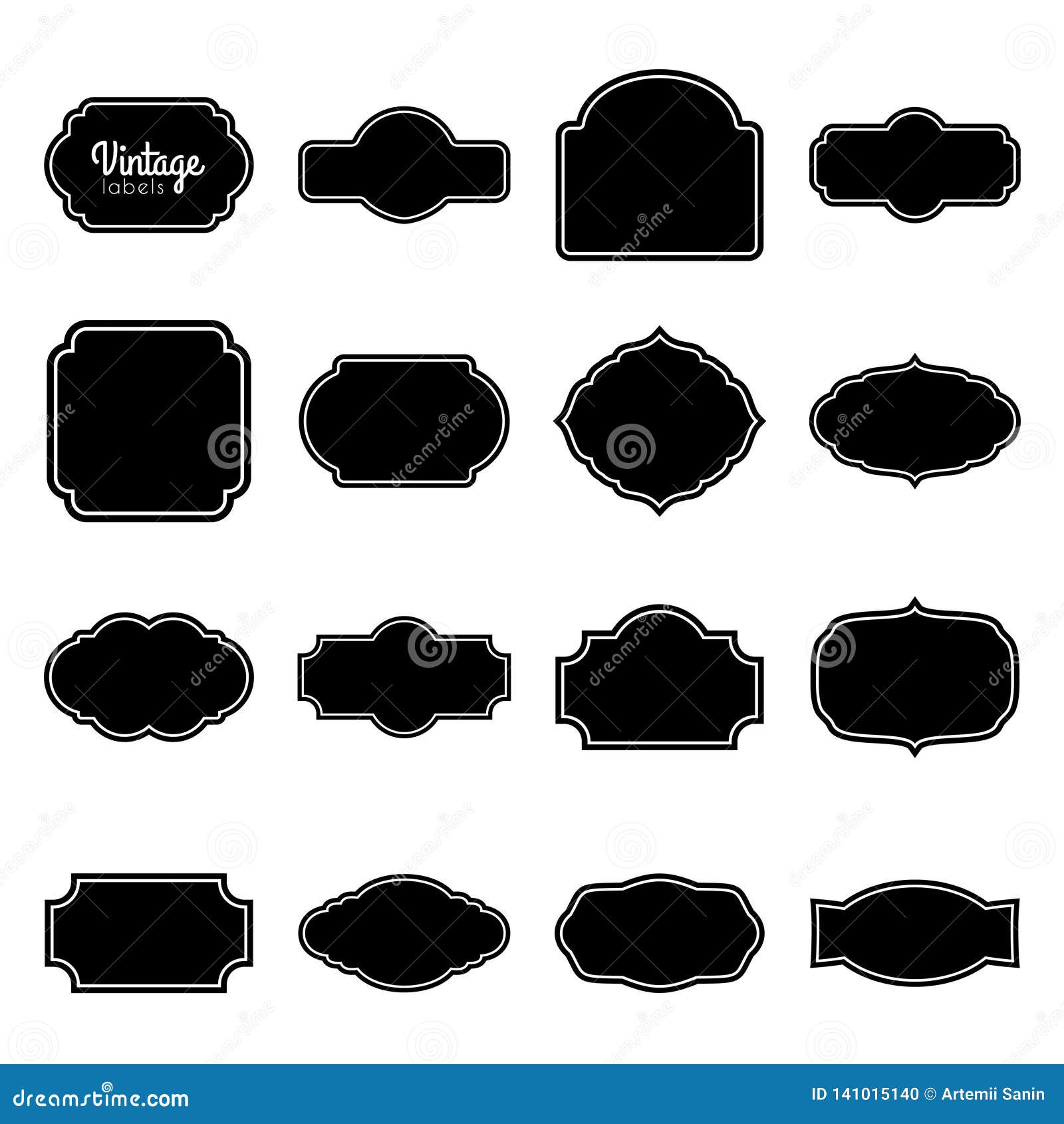 Vector Black Vintage Labels Set. Frames for Design Stock Vector ... Vector Black Vintage Labels Set. Frames for Design Stock Vector ...