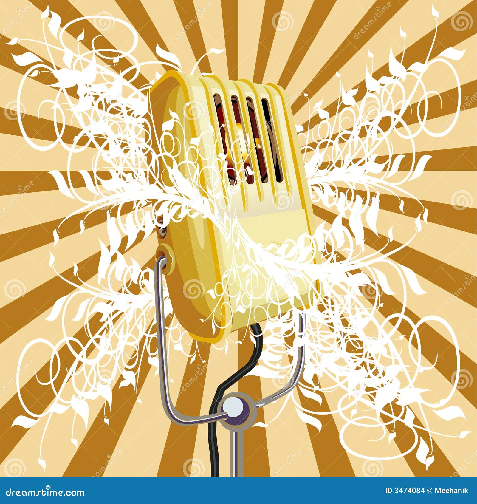 Vector vintage microphone stock vector. Illustration of communication ...