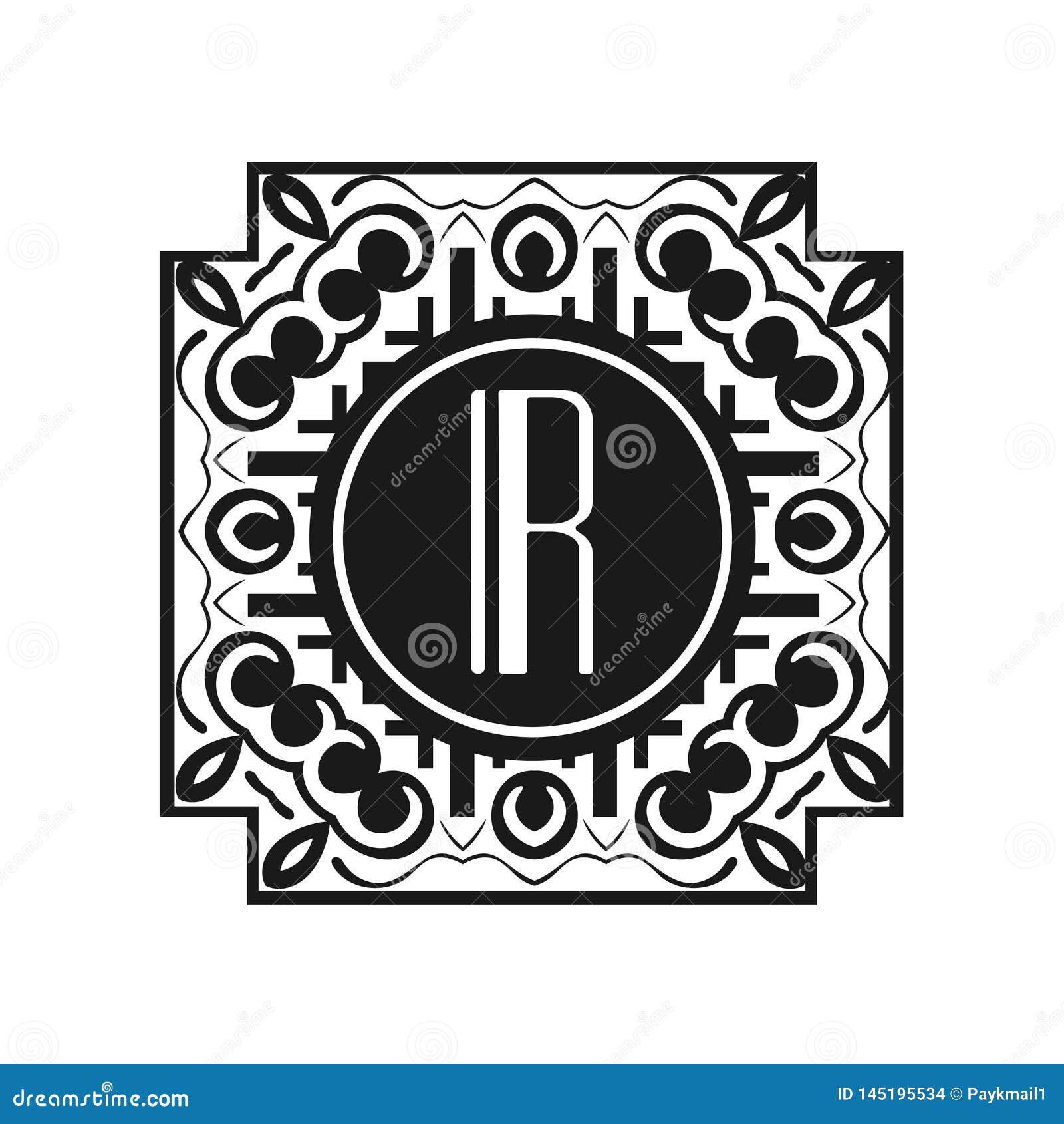 Art Deco Modern monogram stock vector. Illustration of banner - 145195534