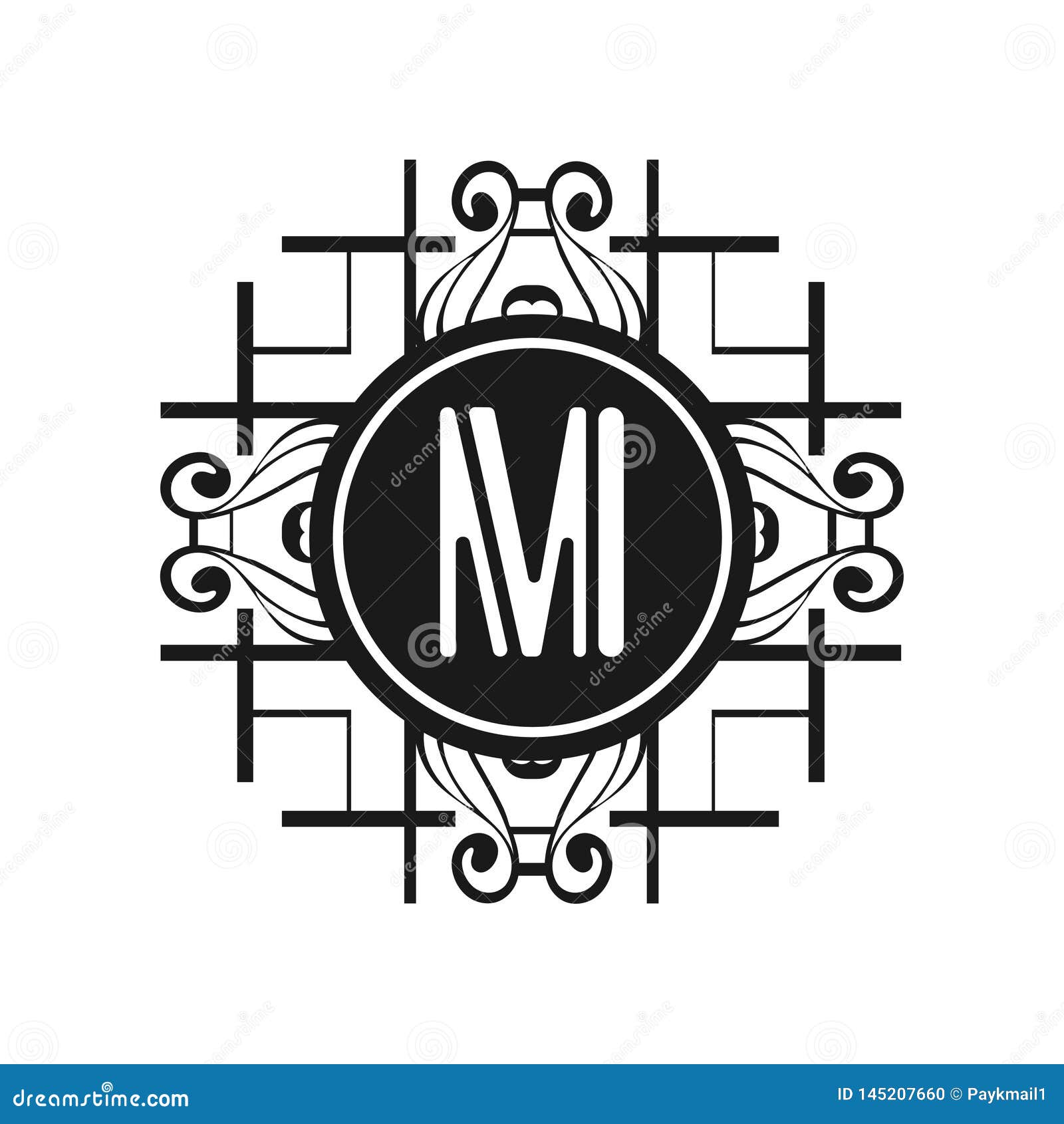 Art Deco Modern monogram stock vector. Illustration of design - 145207660