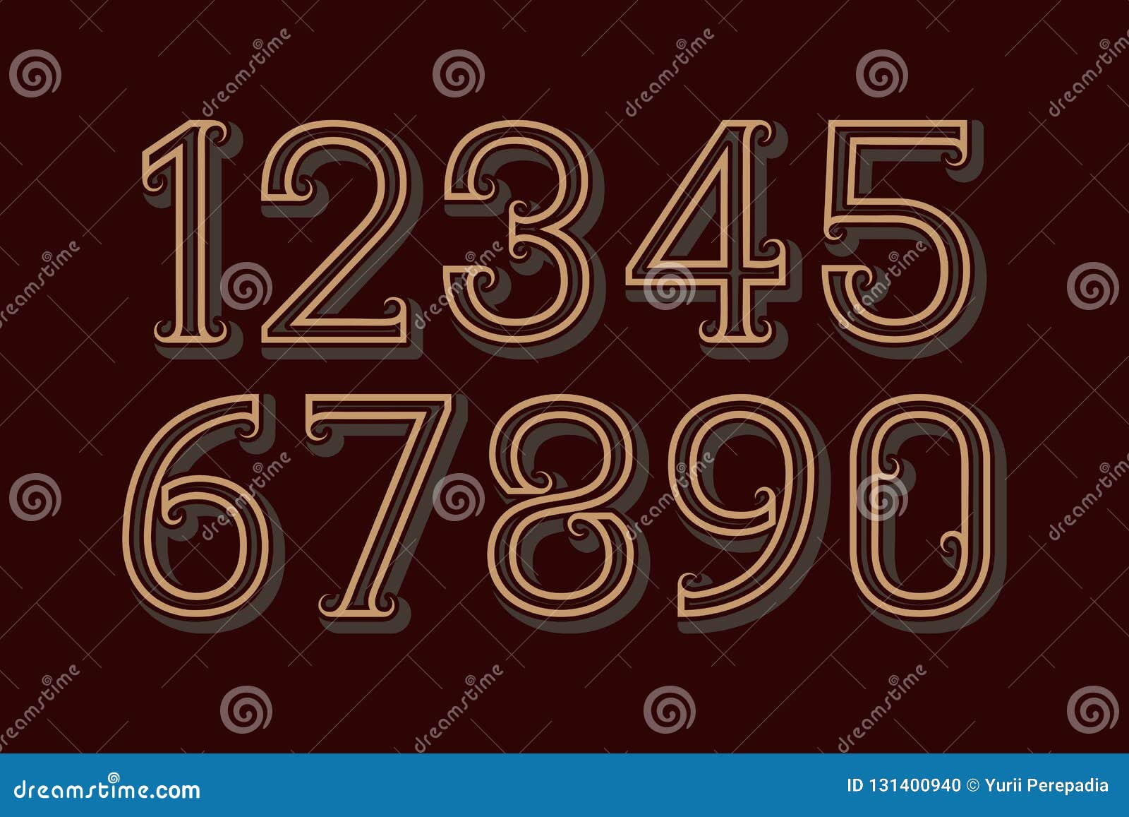 Vector Vintage Numbers in Retro Style Stock Vector - Illustration of ...