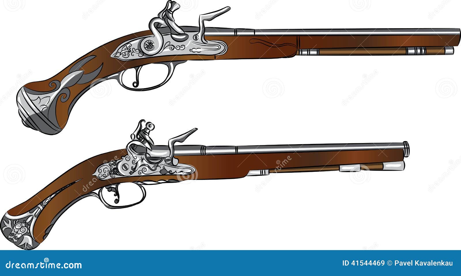 Vector Vintage Of Flintlock Pistol Cartoon Vector | CartoonDealer.com ...