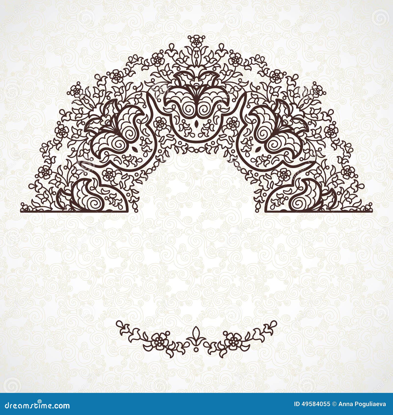Vector Vintage Pattern in Eastern Style on Scroll Work Background ...