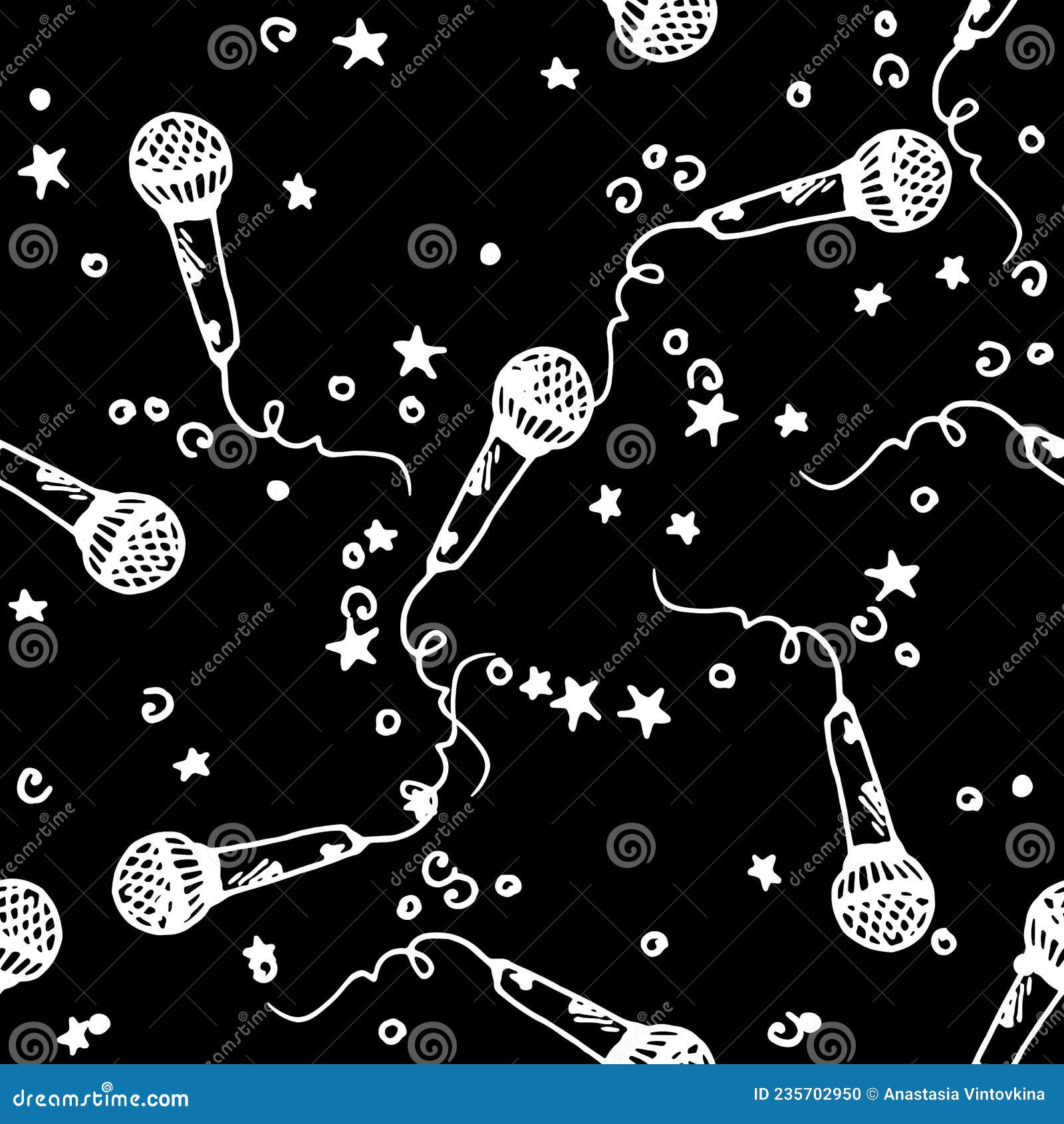 A Pattern from a Microphone with Dots and Stars. a Seamless Pattern of ...