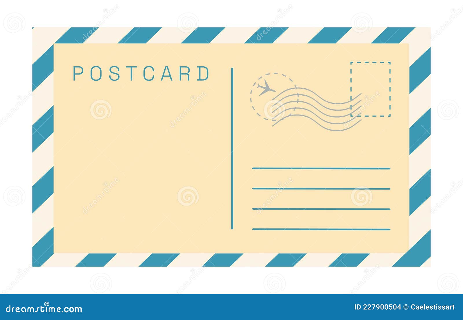 Vector Vintage Postcard Template Isolated on White Background. Empty ...