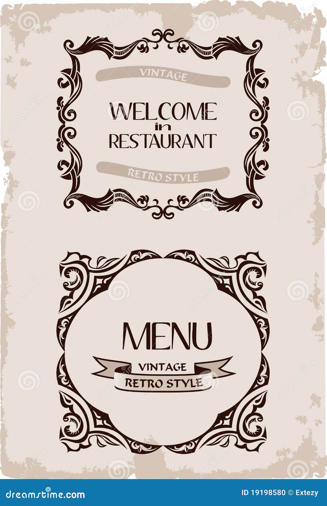 Vector Vintage Restaurant Retro Frame Paper Stock Vector - Illustration ...