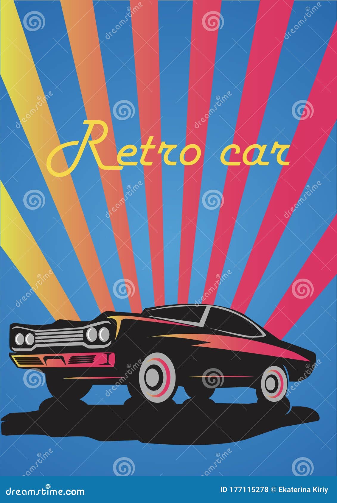 Vector Vintage Retro Car Print Cover Design Stock Vector - Illustration ...