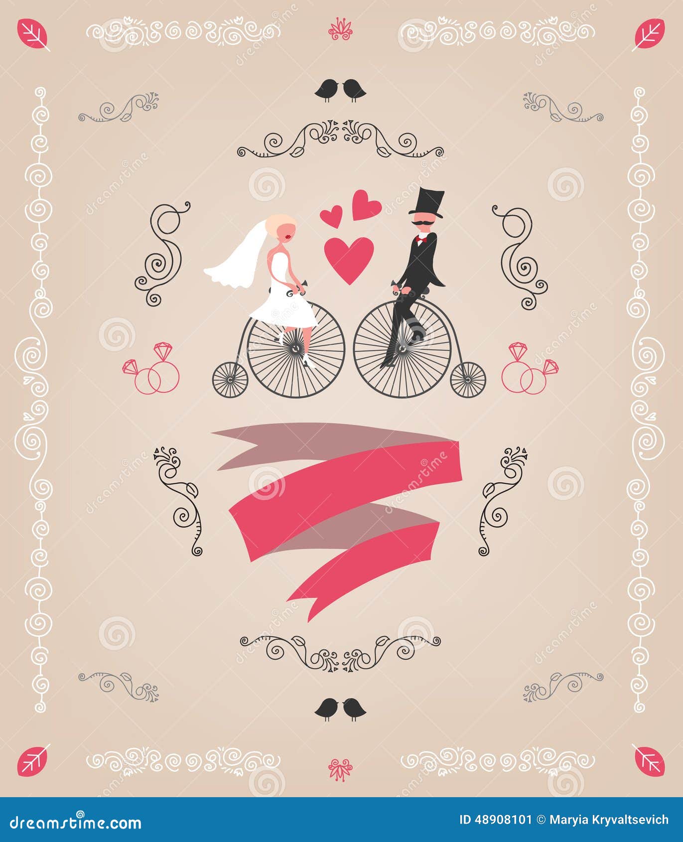Vector Vintage Retro Wedding Invitation, Hand Stock Vector ...