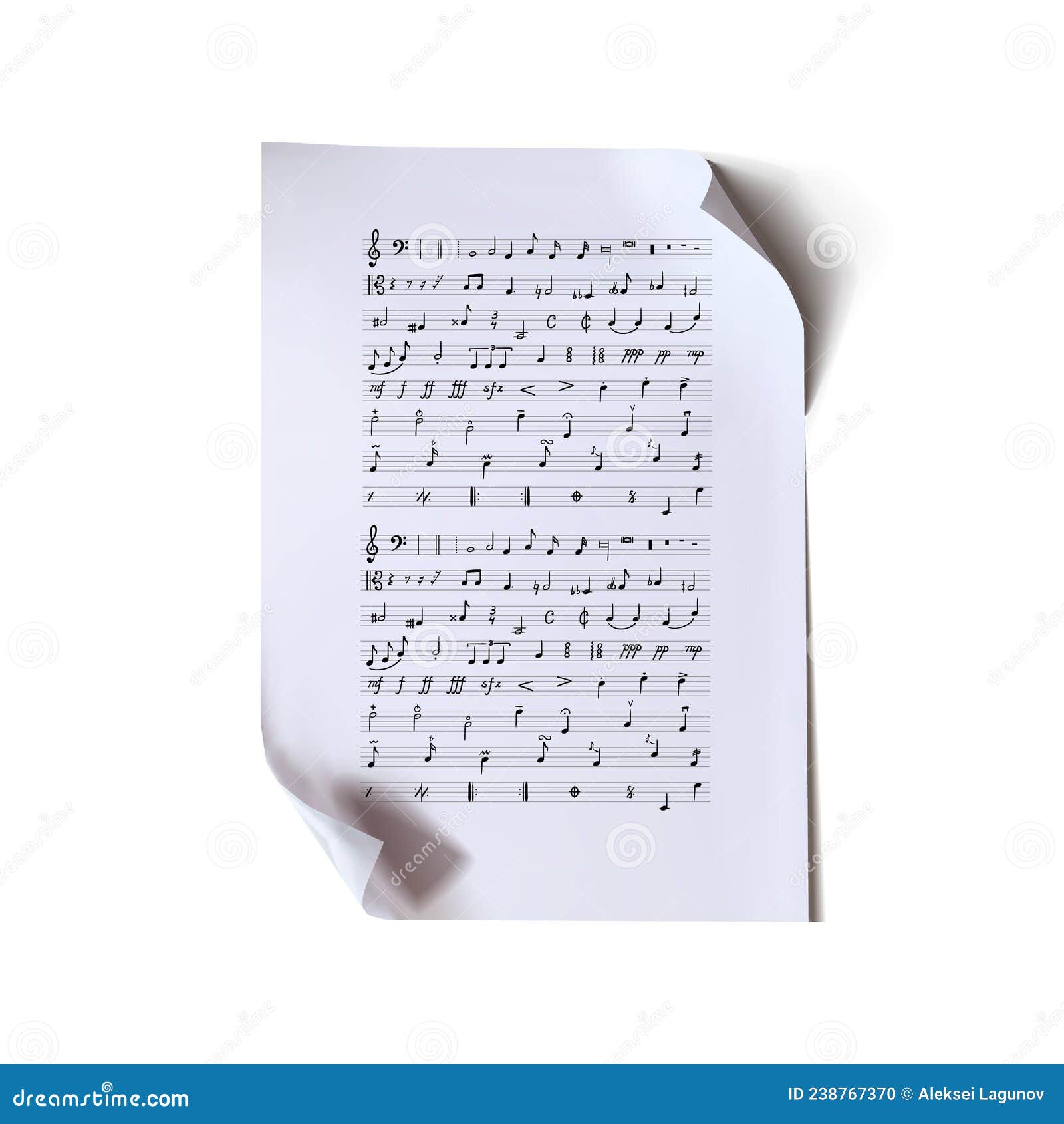 Vector Vintage Scroll Isolated Background with Musical Notes on it ...