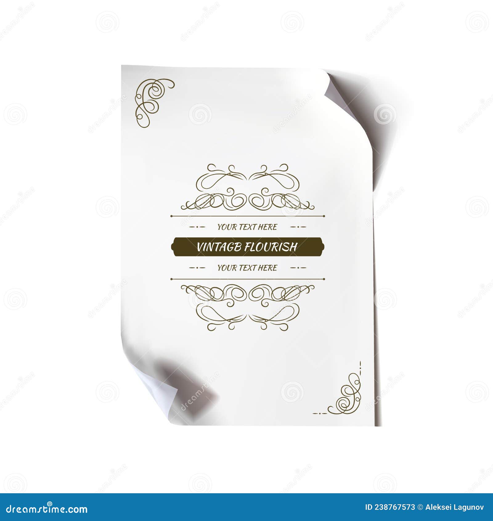 Vector Vintage Scroll Isolated Background with Vintage Frame. Stock ...