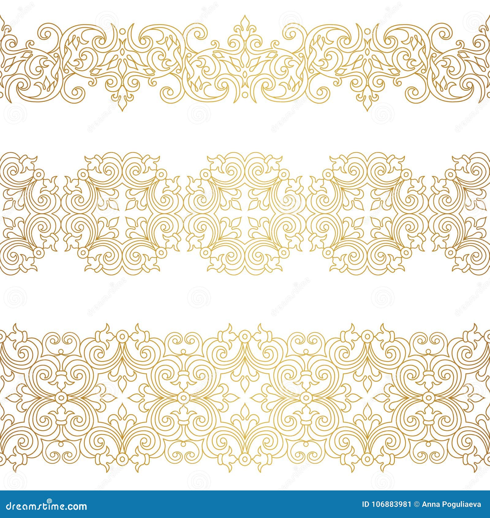 Vector Vintage Seamless Border in Eastern Style. Stock Illustration ...