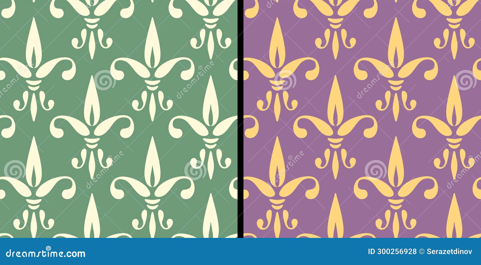 Vector Vintage Seamless Pattern of Fleur De Lys Motif. Vector Set ...
