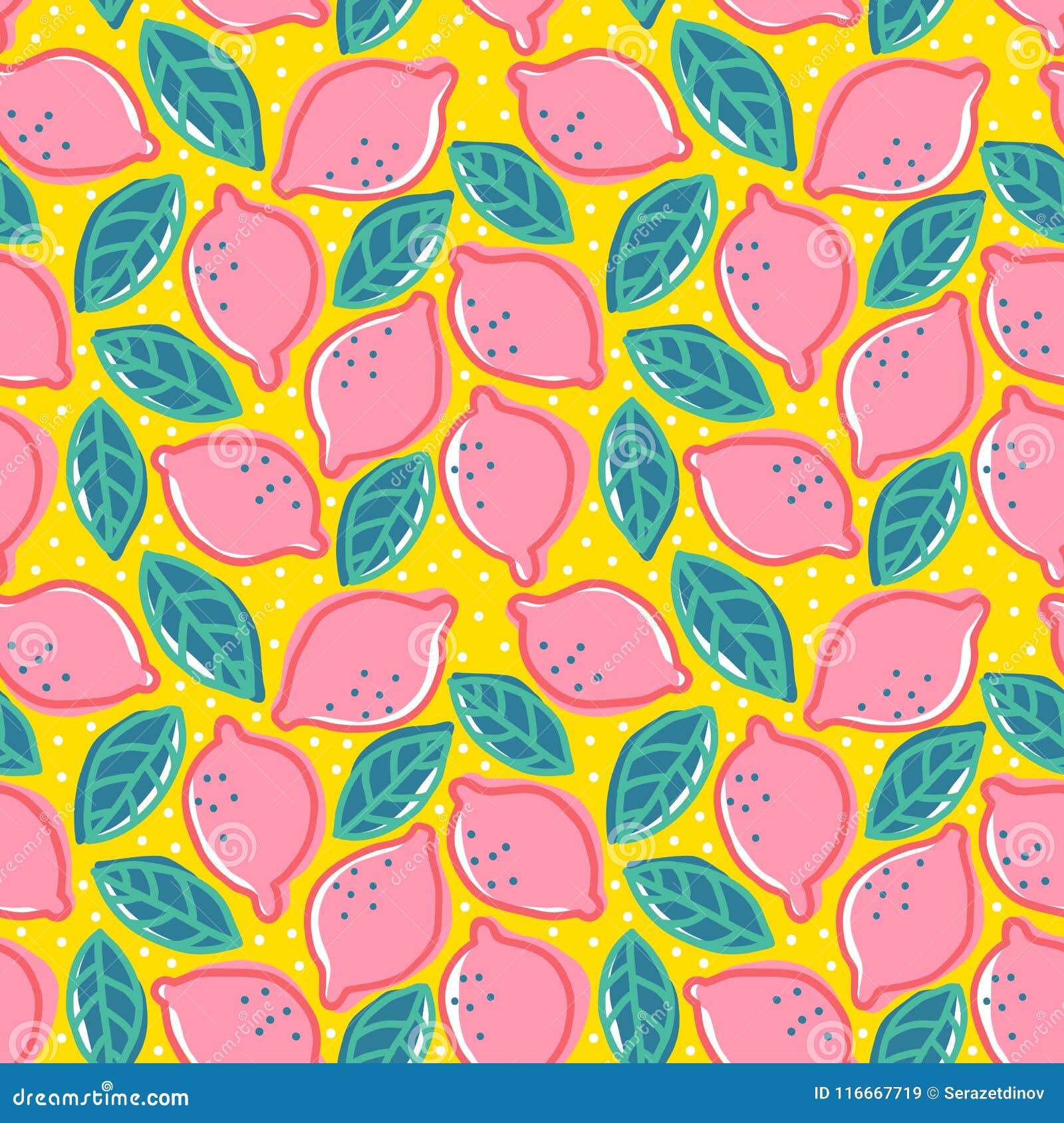 Pattern with pink lemons. stock vector. Illustration of healthy - 116667719
