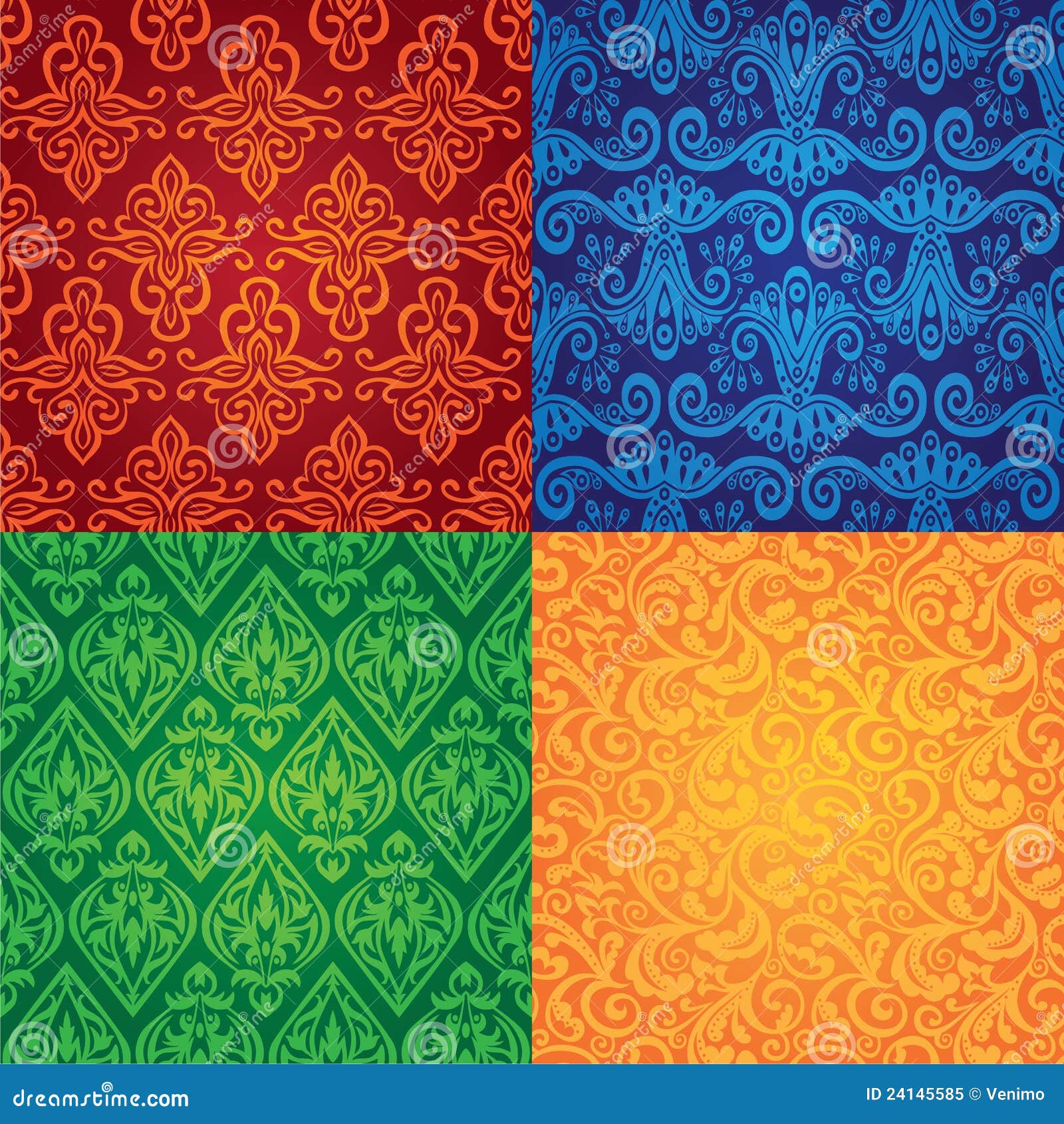 Vector Vintage Seamless Patterns Stock Vector - Illustration of retro ...