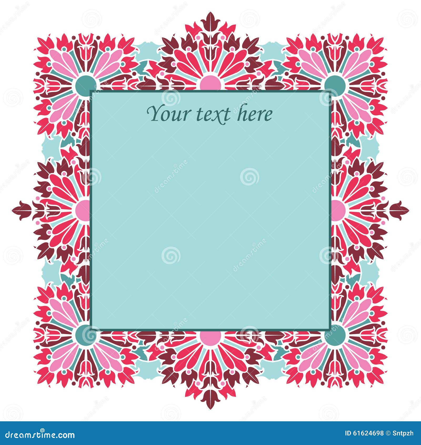 Vector Vintage Square Frame with Flowers Stock Vector - Illustration of ...
