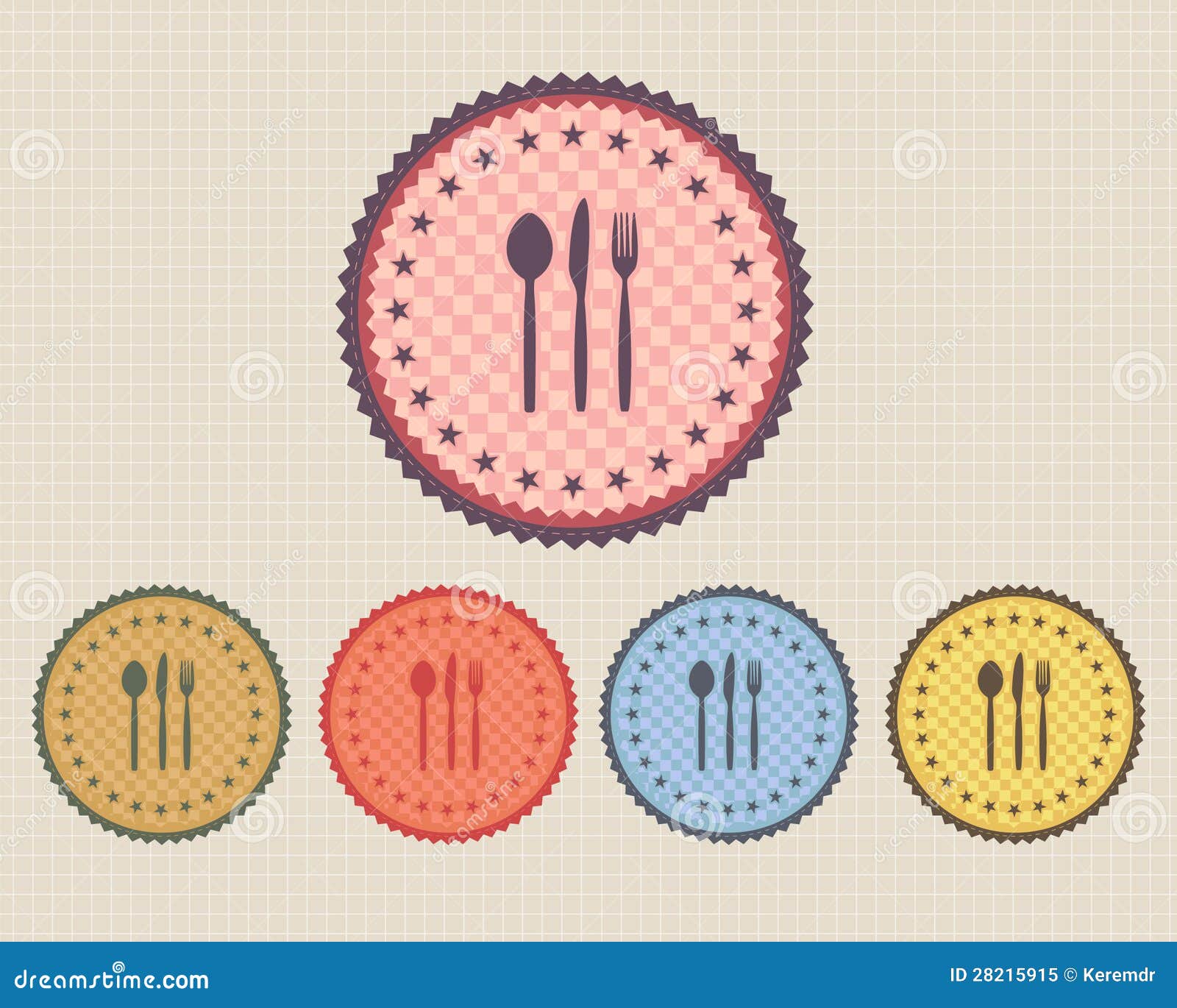 Vector Vintage Sticker Dinner Icon Button Stock Vector - Illustration ...