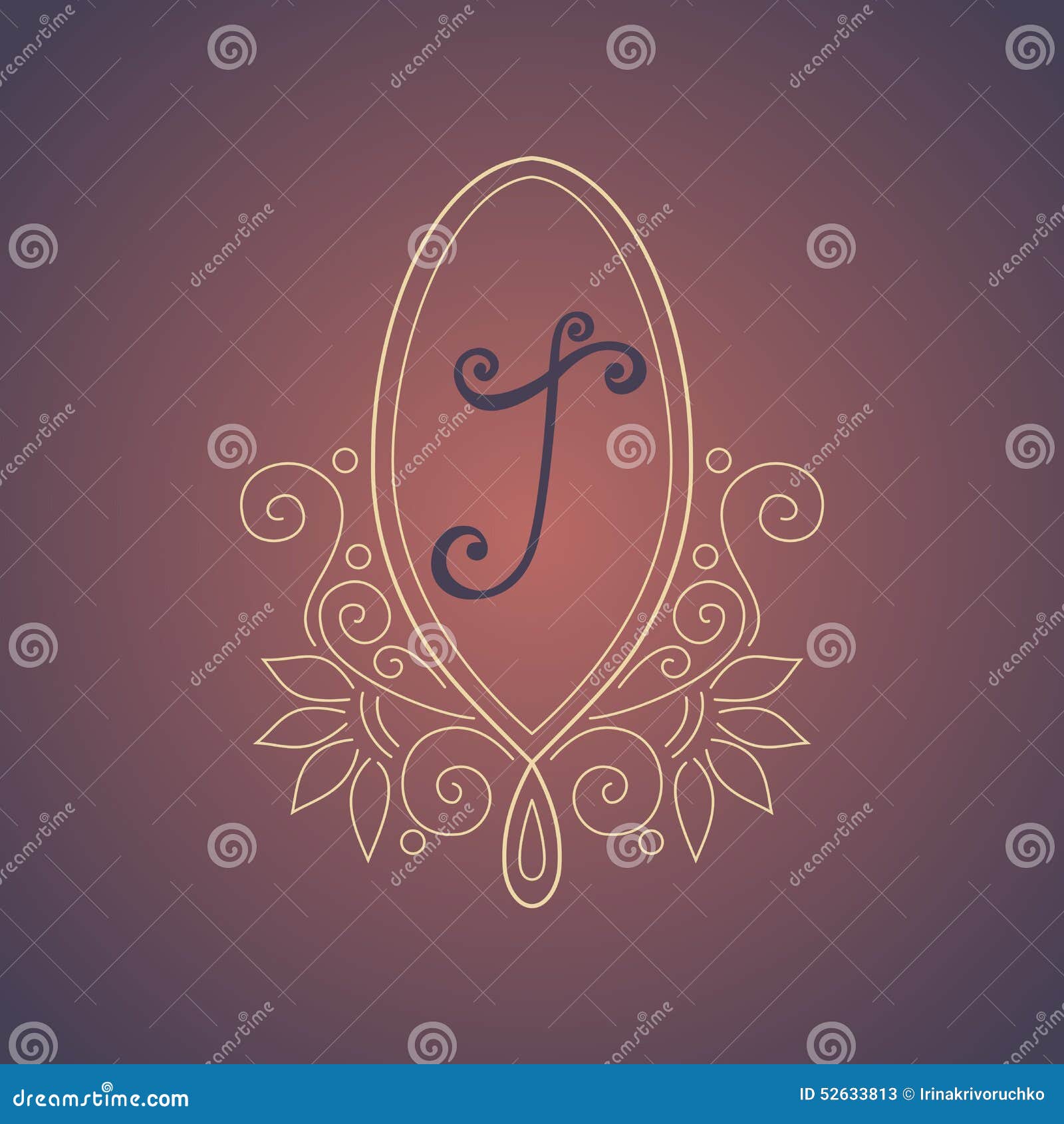 Vector Vintage Template with Ornate Monogram Stock Vector ...