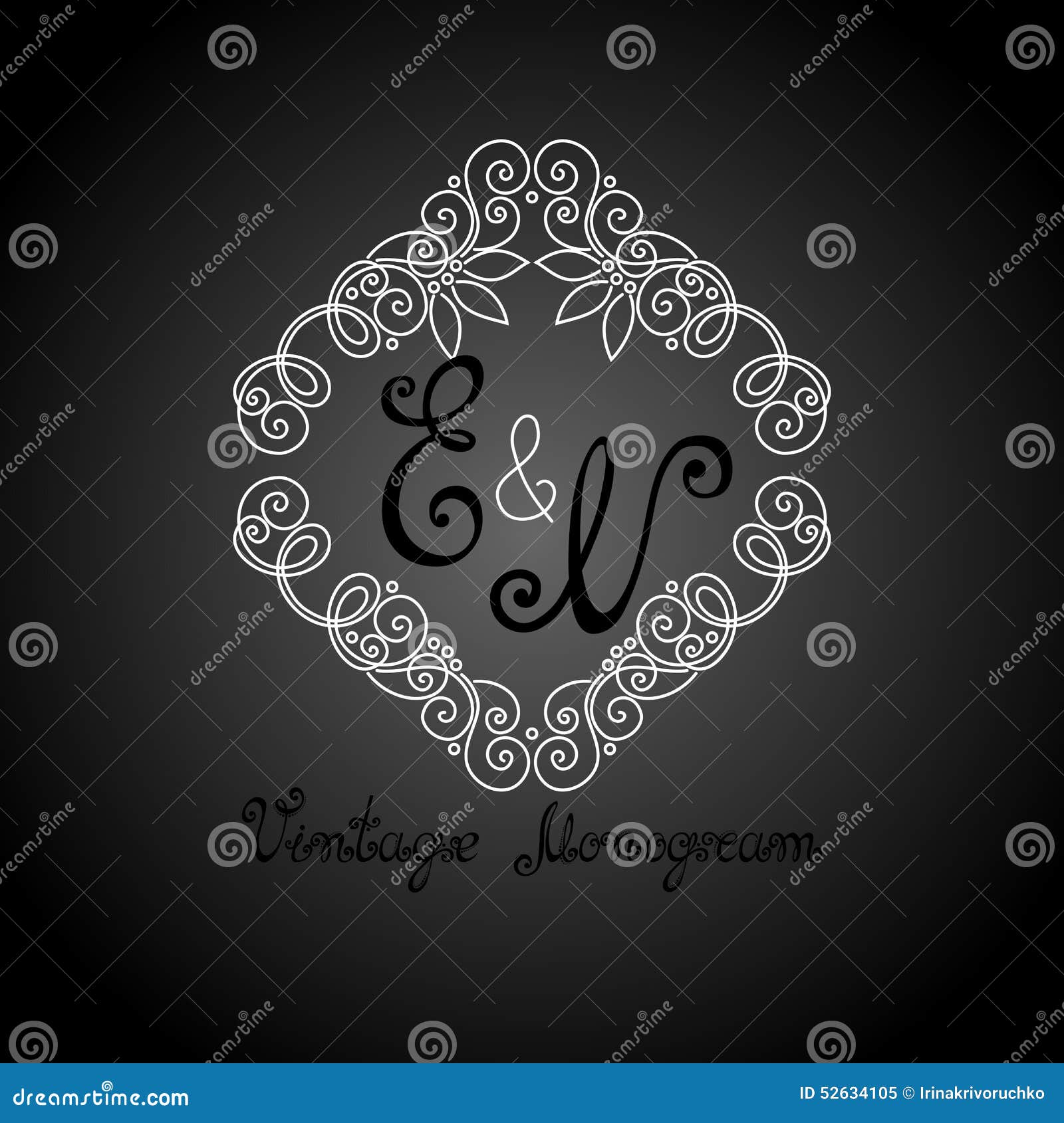 Vector Vintage Template with Ornate Monogram Stock Vector ...