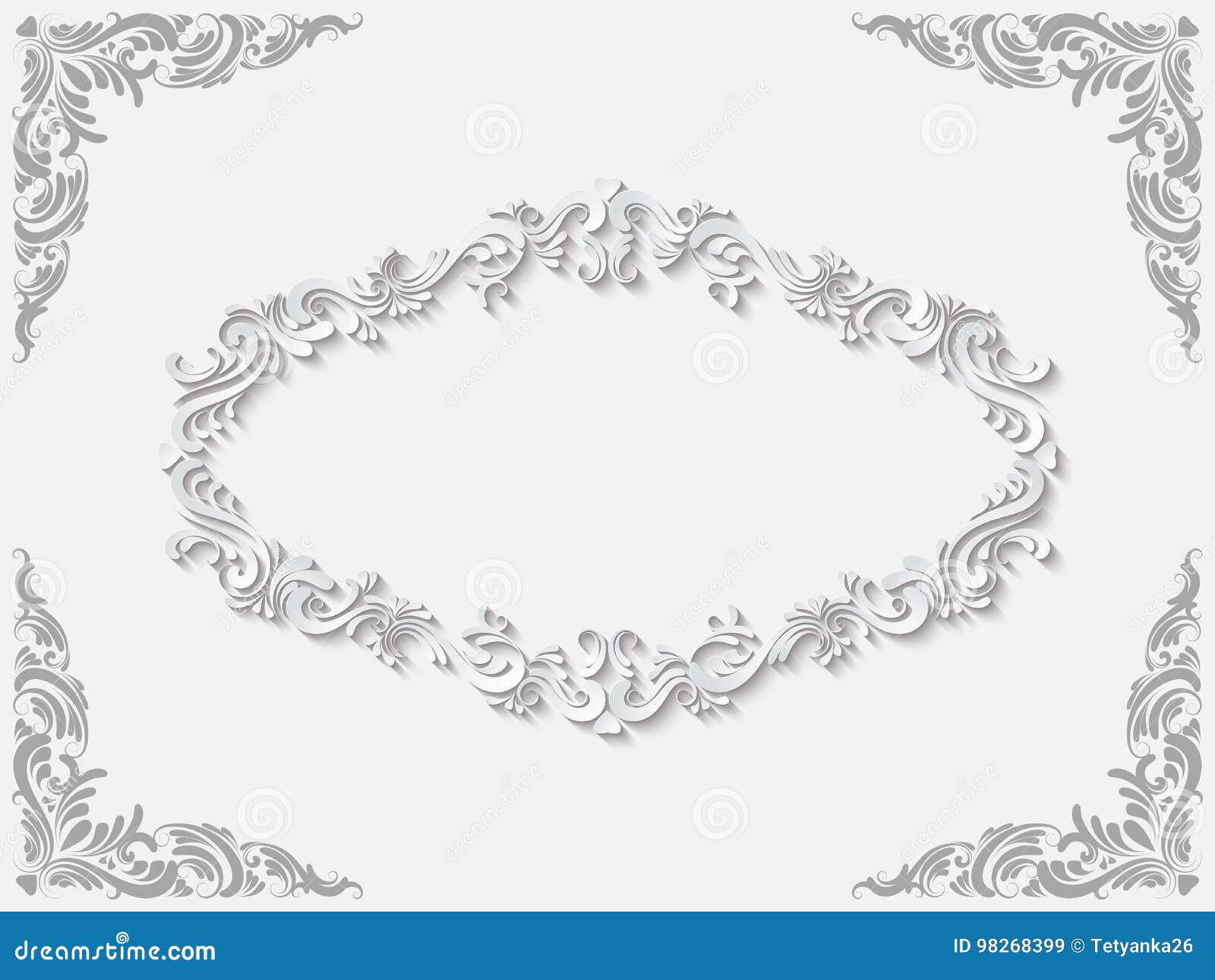 Vector Vintage White Baroque Style Frame Stock Vector - Illustration of ...