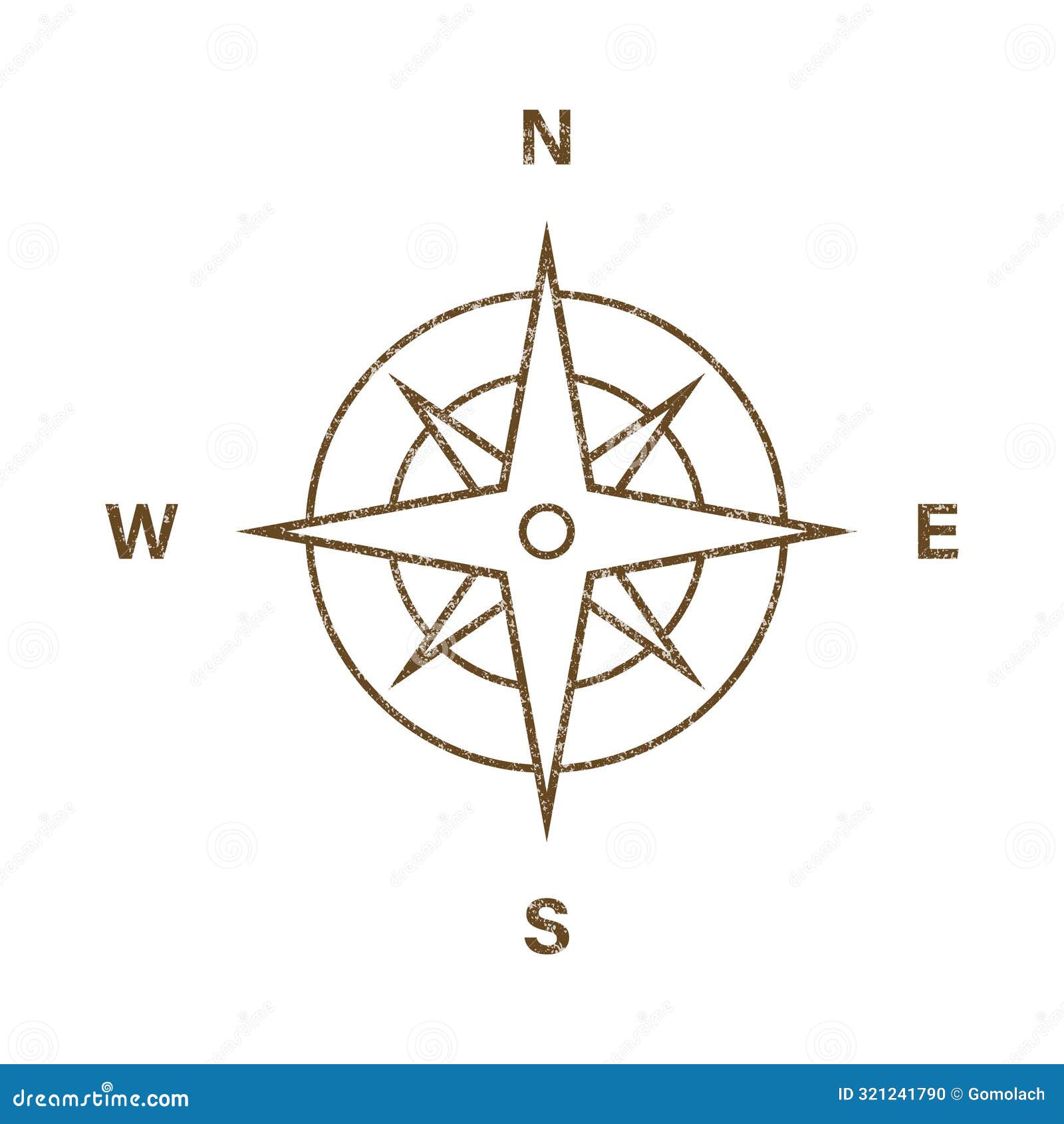 Vector Vintage Wind Rose Symbol, Compass Icon Closeup, Isolated Stock ...