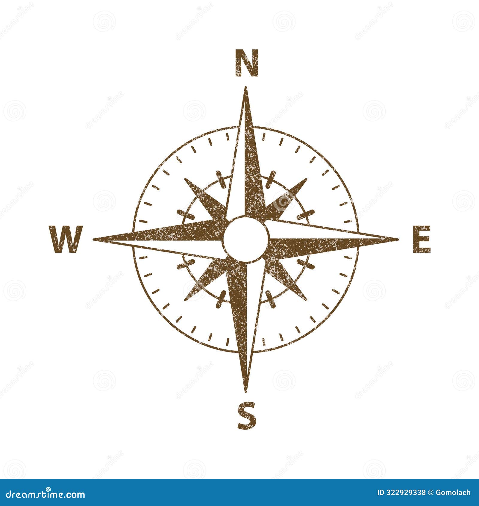 Vector Vintage Wind Rose Symbol, Compass Icon Closeup, Isolated Stock ...