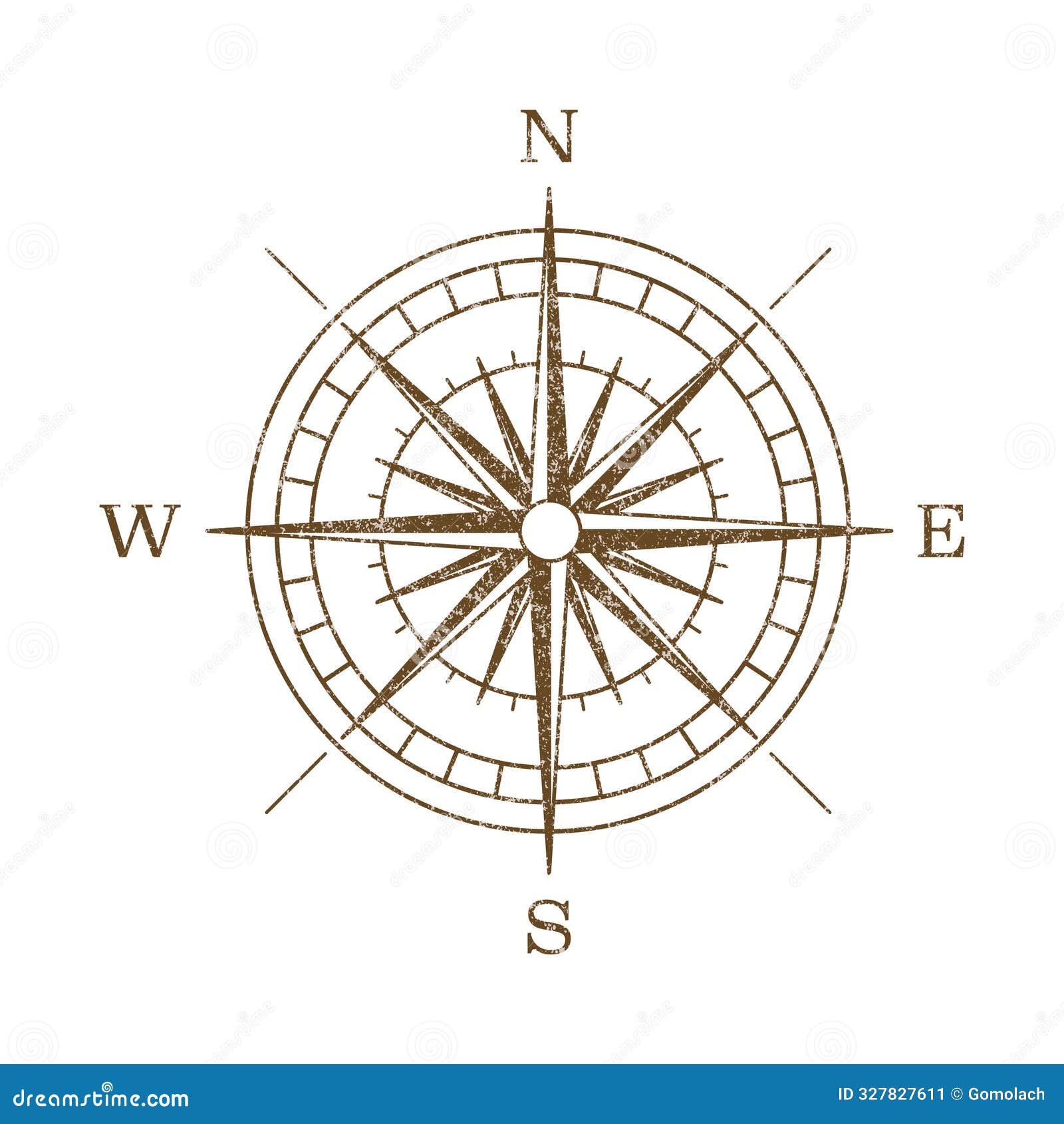Vector Vintage Wind Rose Symbol, Compass Icon Closeup, Isolated Stock ...