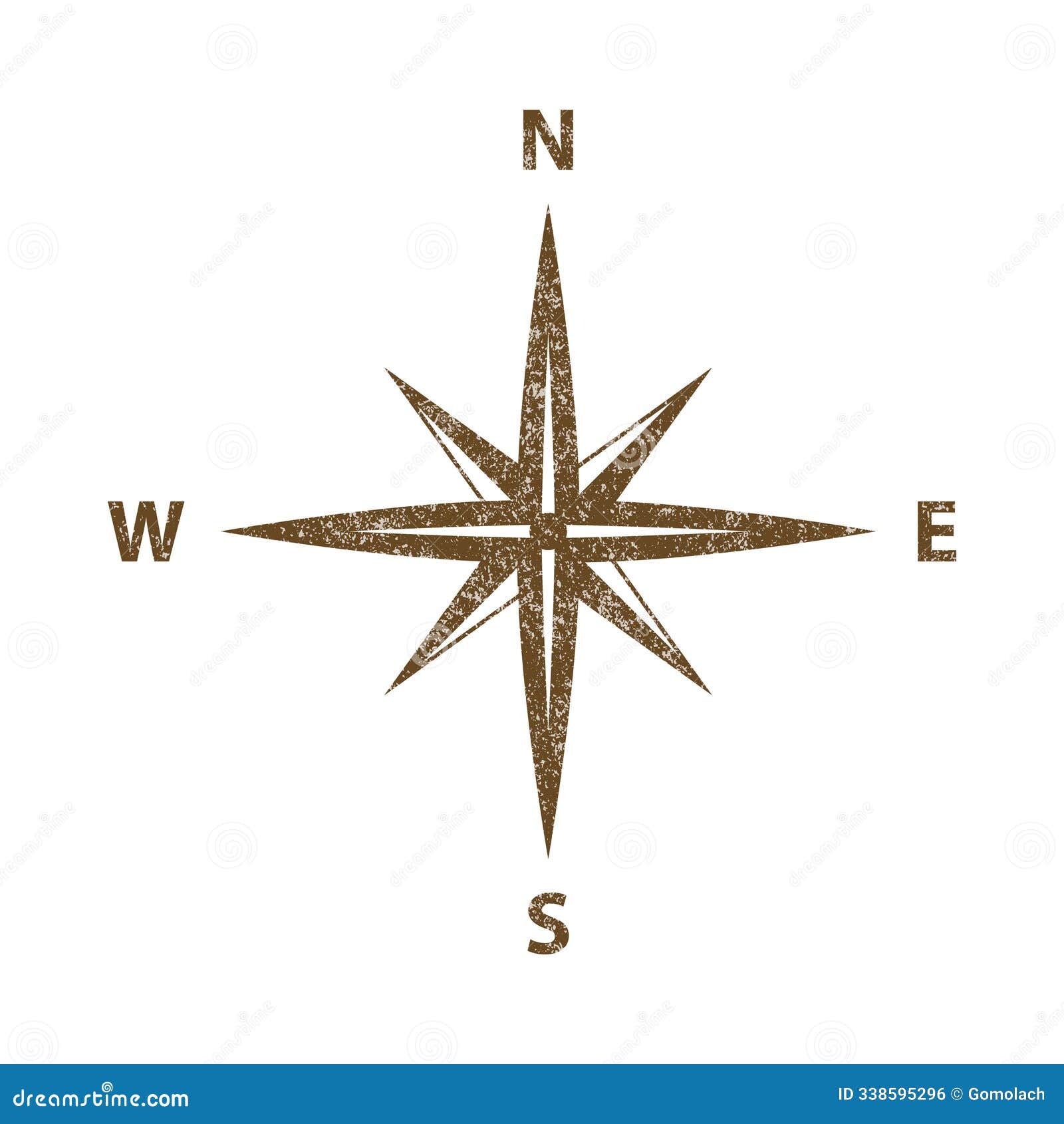 Vector Vintage Wind Rose Symbol, Compass Icon Closeup, Isolated Stock ...