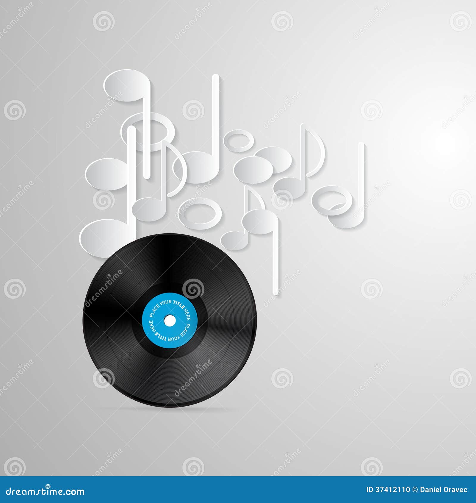 Vector Vinyl Record Discs and Paper Notes Stock Vector - Illustration ...