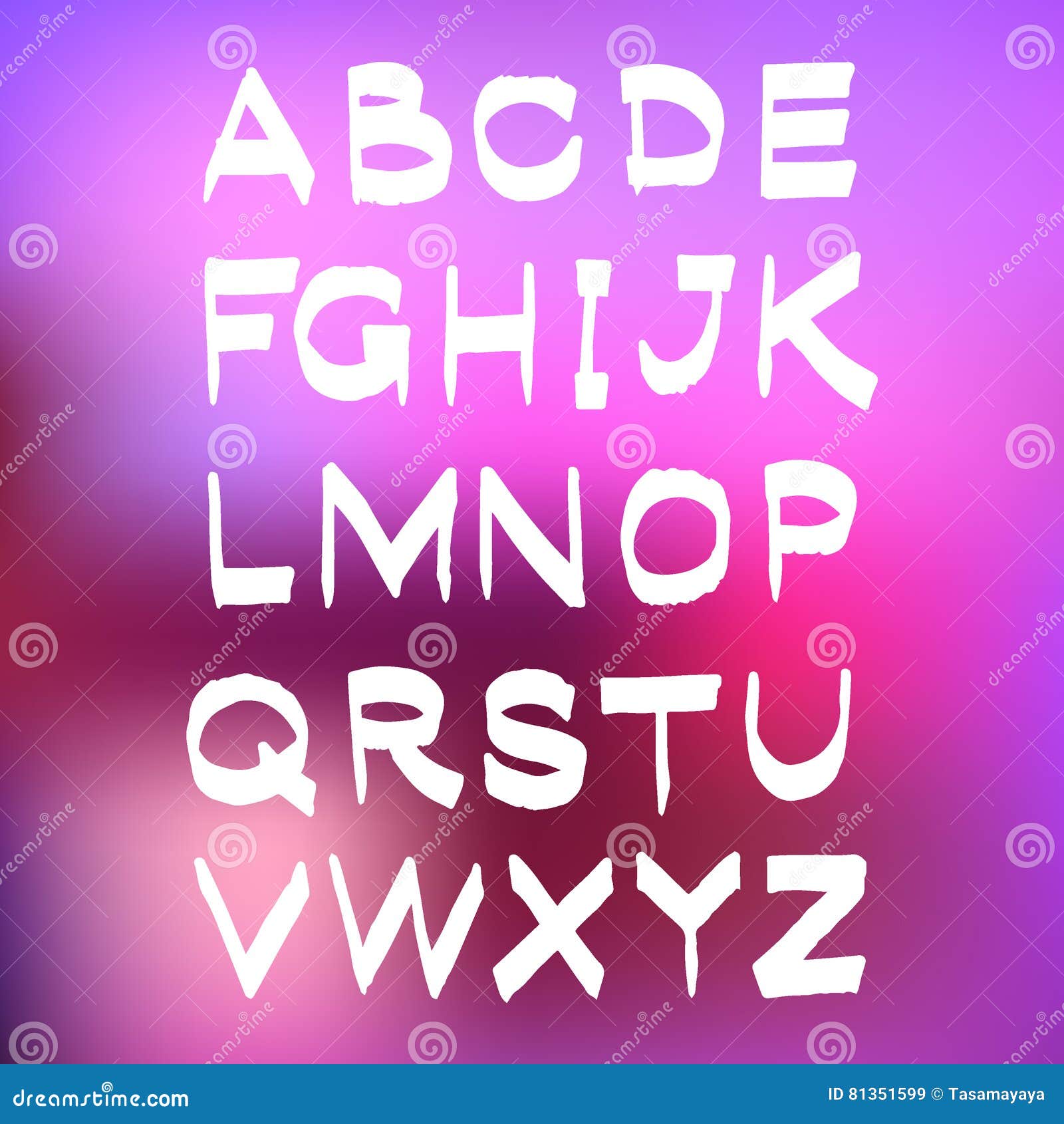 Vector Violet Alphabet ABC Letters Hand Drawn Isolated on White Stock ...