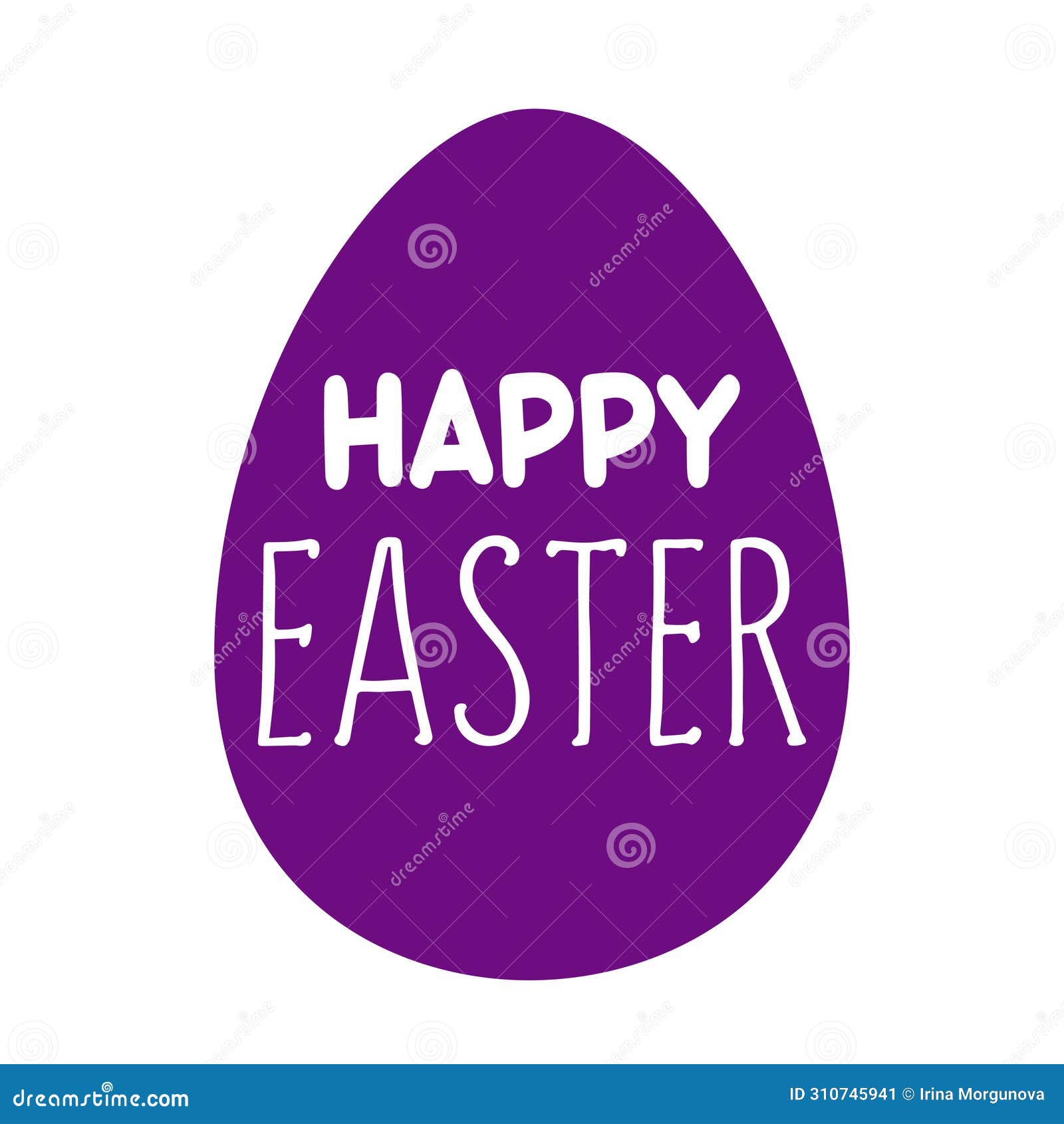 Vector Violet Egg with Text Happy Easter. Illustration in Flat Style ...