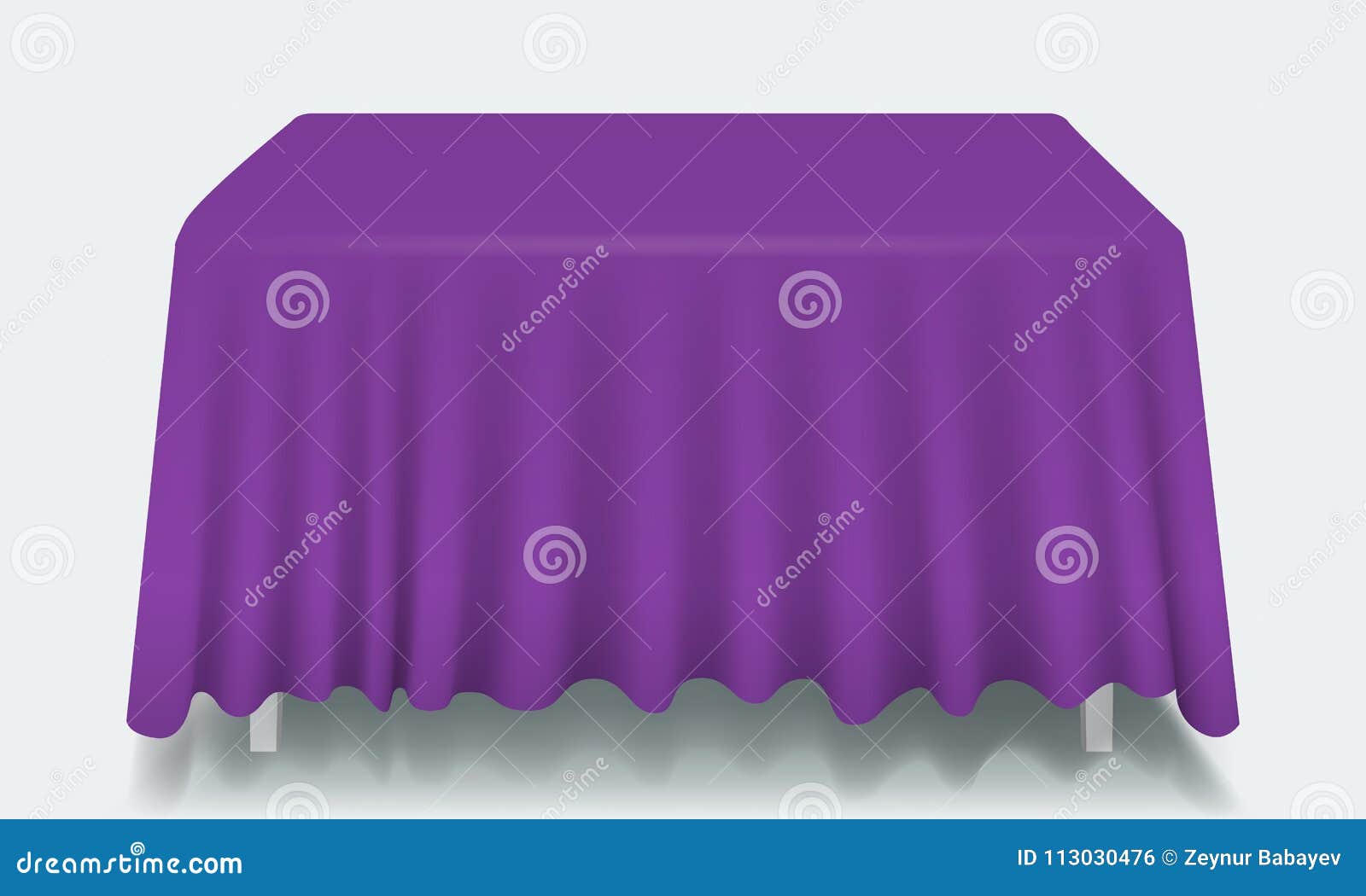 Vector Violet Empty Rectangular Table with Tablecloth . Stock Vector ...