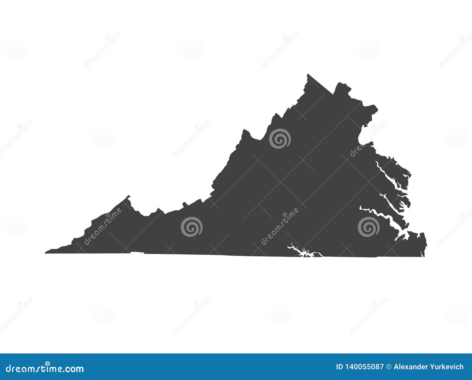 Vector Virginia Map Silhouette Stock Illustration - Illustration of ...