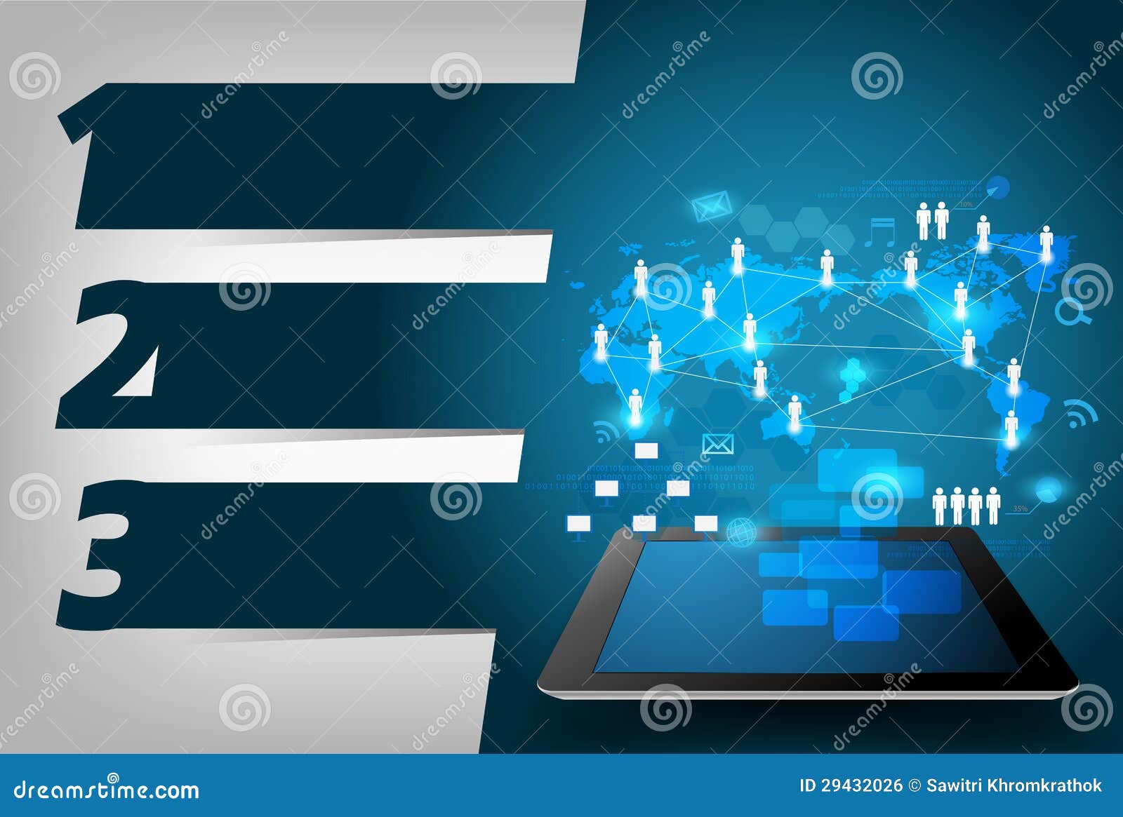 Vector Virtual Network Process Diagram on Tablet P Stock Vector ...