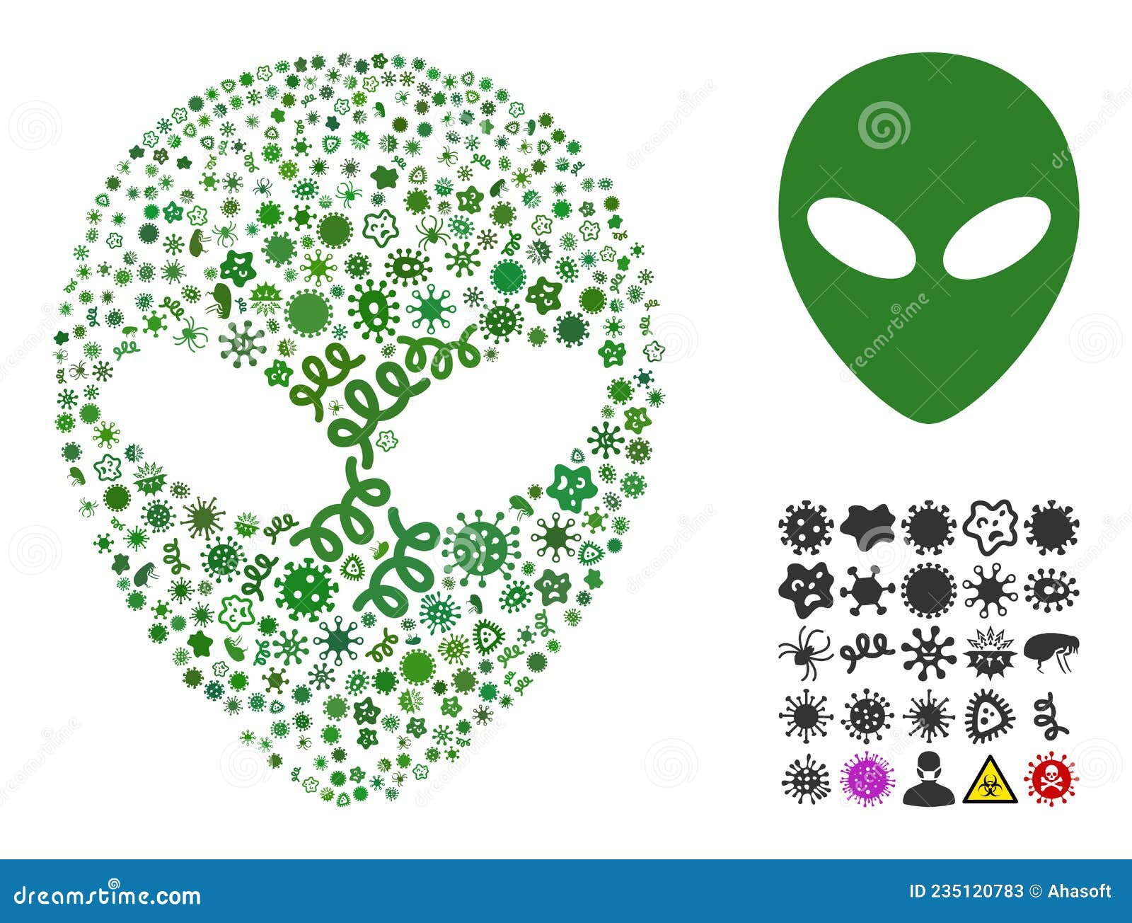 Composition Alien Face Icon of Infectious Pathogens Stock Vector ...