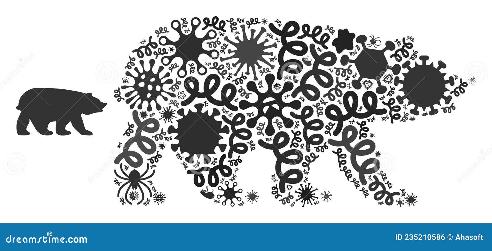 Mosaic Bear Icon of Flu Microbes Stock Vector - Illustration of ...