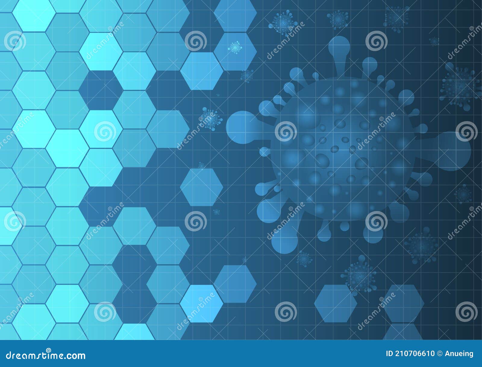 Virus and Hexagons on Blue Medical Background Stock Vector ...