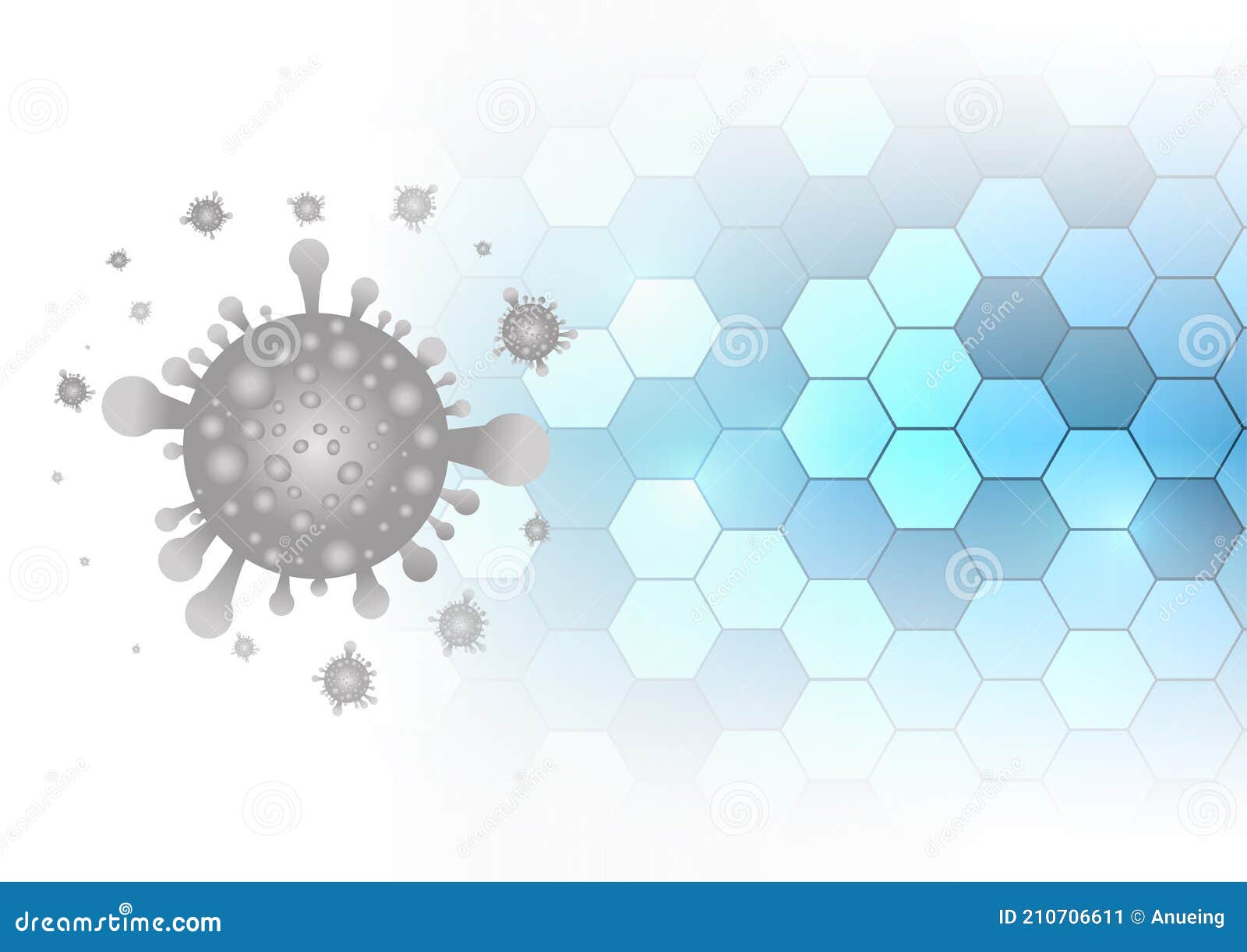 Vector : Virus and Hexagons on Blue Medical Background Stock Vector ...