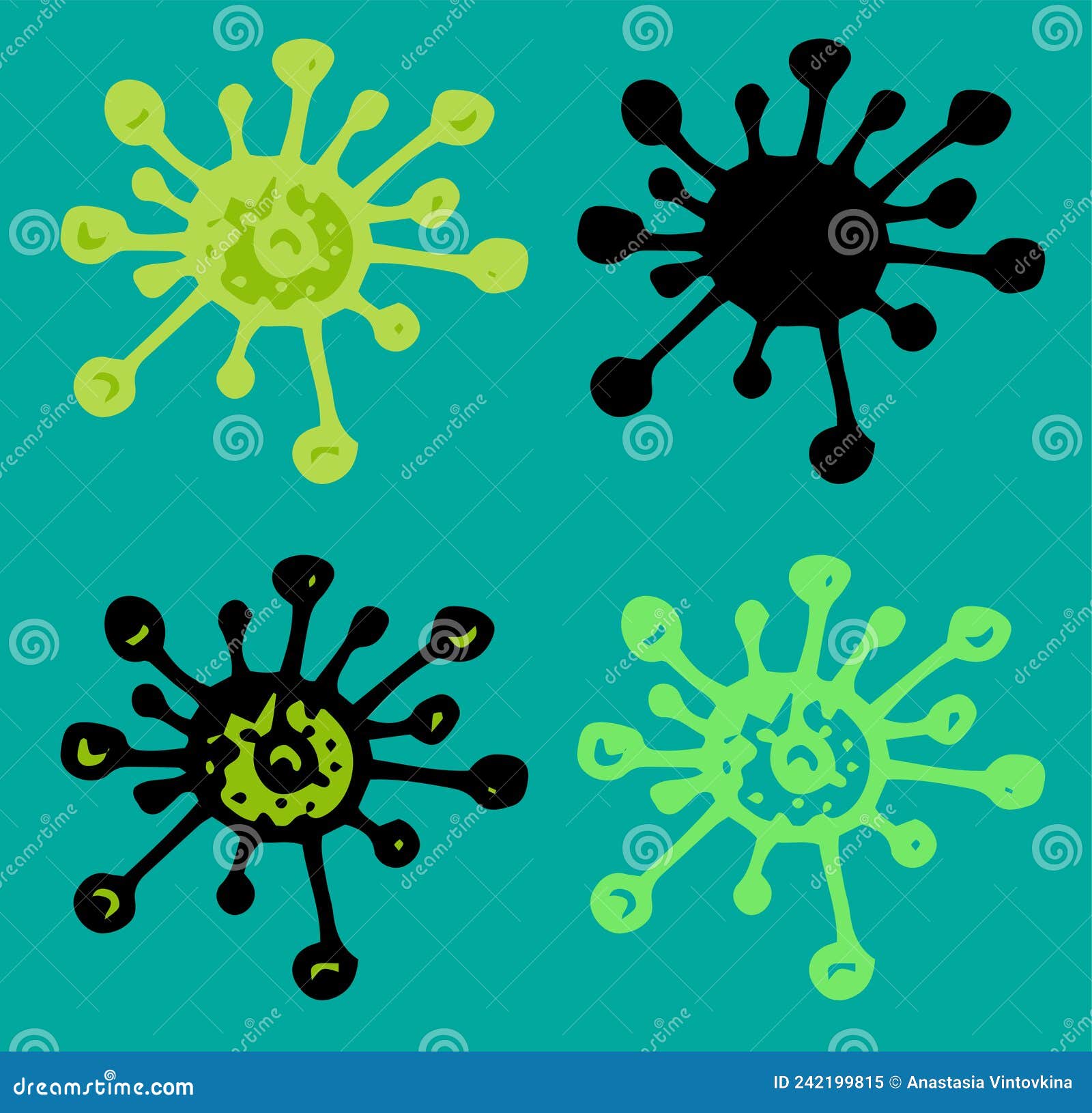 Microbes Round Vector Outline Illustration Or Symbol | CartoonDealer ...