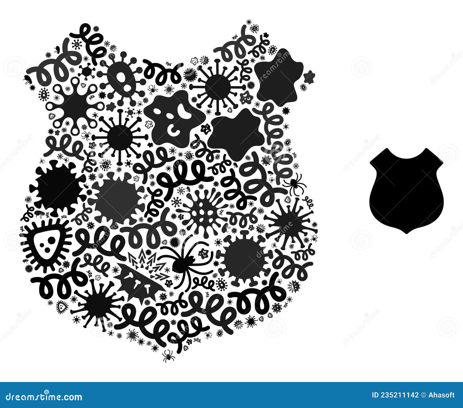 Mosaic Shield Icon of Infection Microbes Stock Vector - Illustration of ...